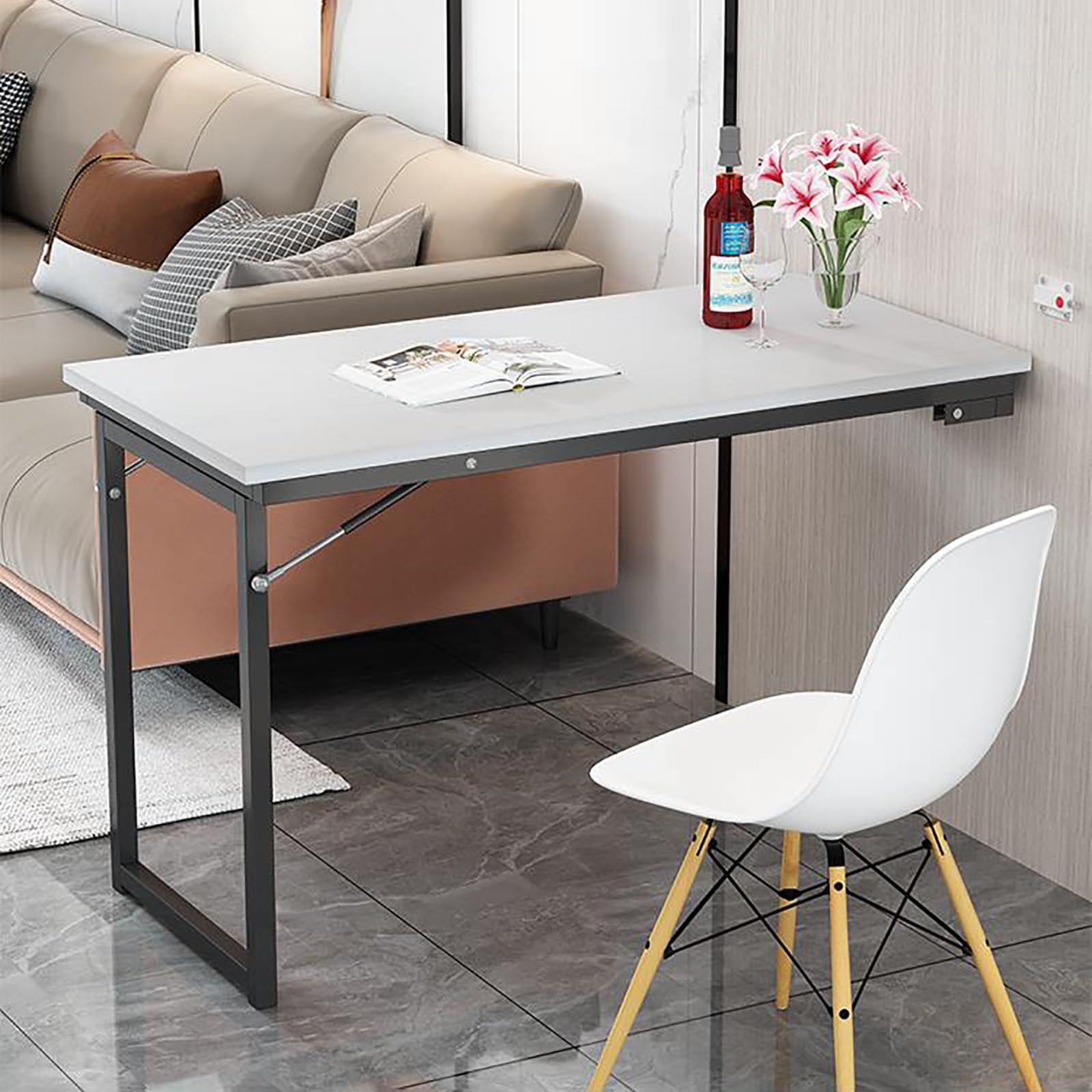 BAYTEWJX Wood Drop Down Table,Floating Foldable Table,Wall Mounted Fold ...