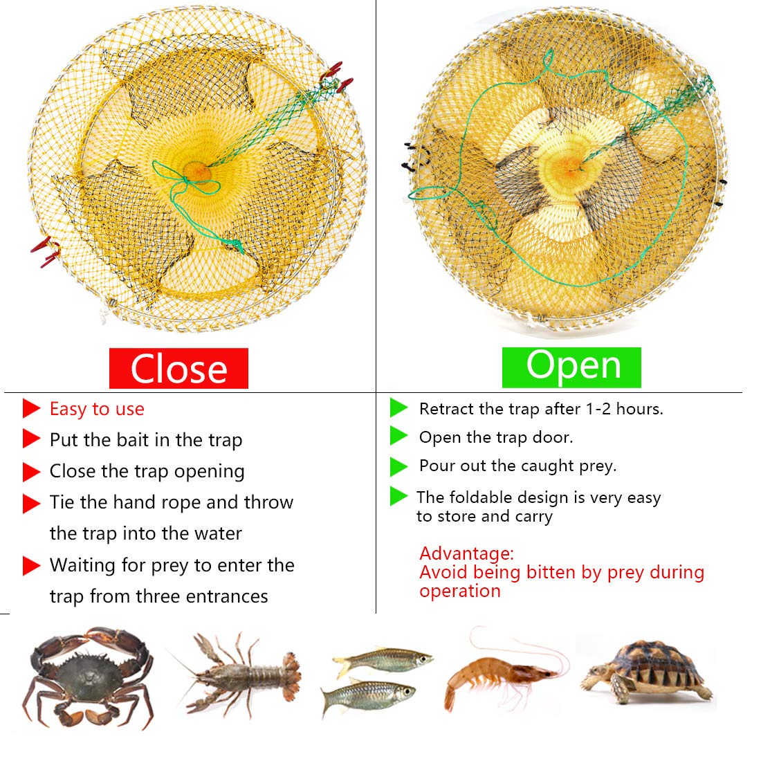 Snapklik.com : Drasry Crab Trap Bait Lobster Crawfish Shrimp Portable ...