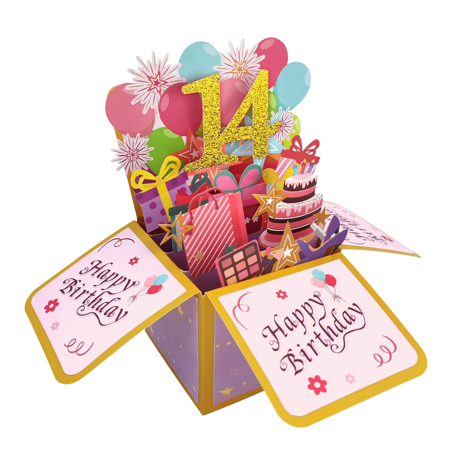 Amazon.com : YiKaLus Funny 14th Birthday Popup Card from Mom Dad ...