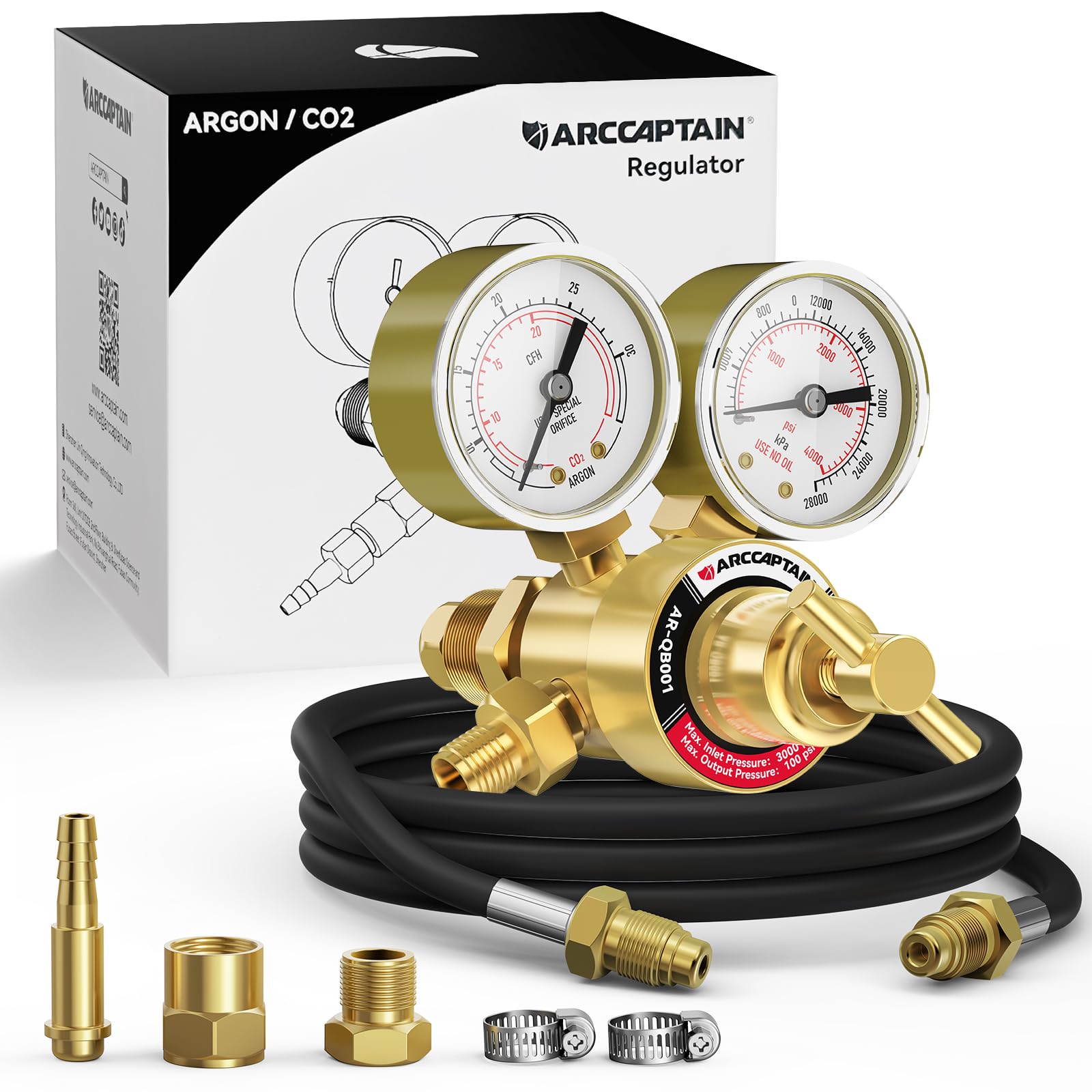 Arccaptain Argon Co2 Regulators With 8 2ft Inert Gas Welding ...