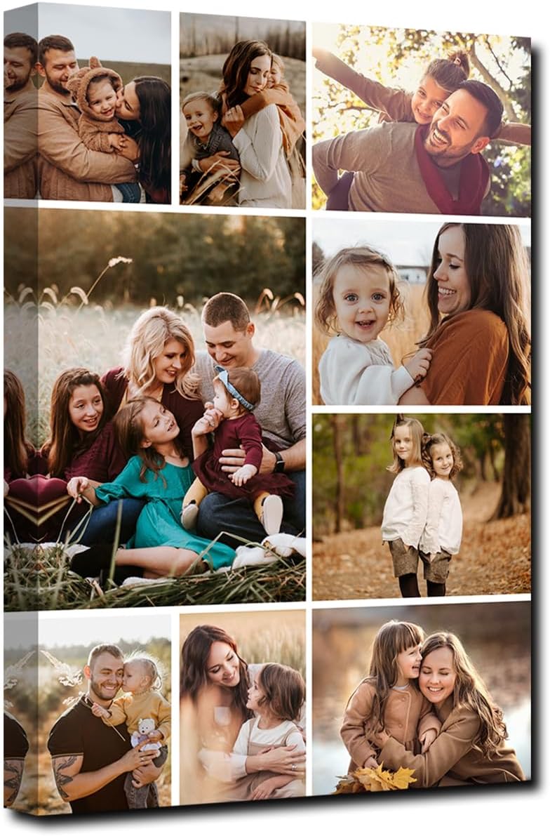 Amazon.com: CXHOSTENT Personalized Canvas Wall Art with Your Photos Custom Multi Collage Photo ...