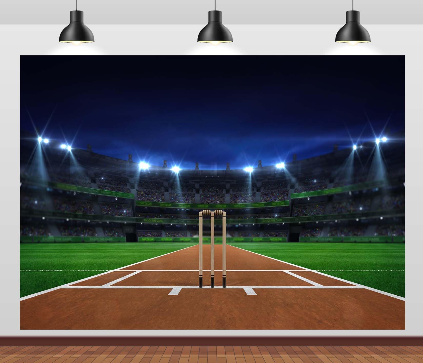 Amazon.com : BELECO 7x5ft Fabric Cricket Stadium Backdrop Night Cricket ...