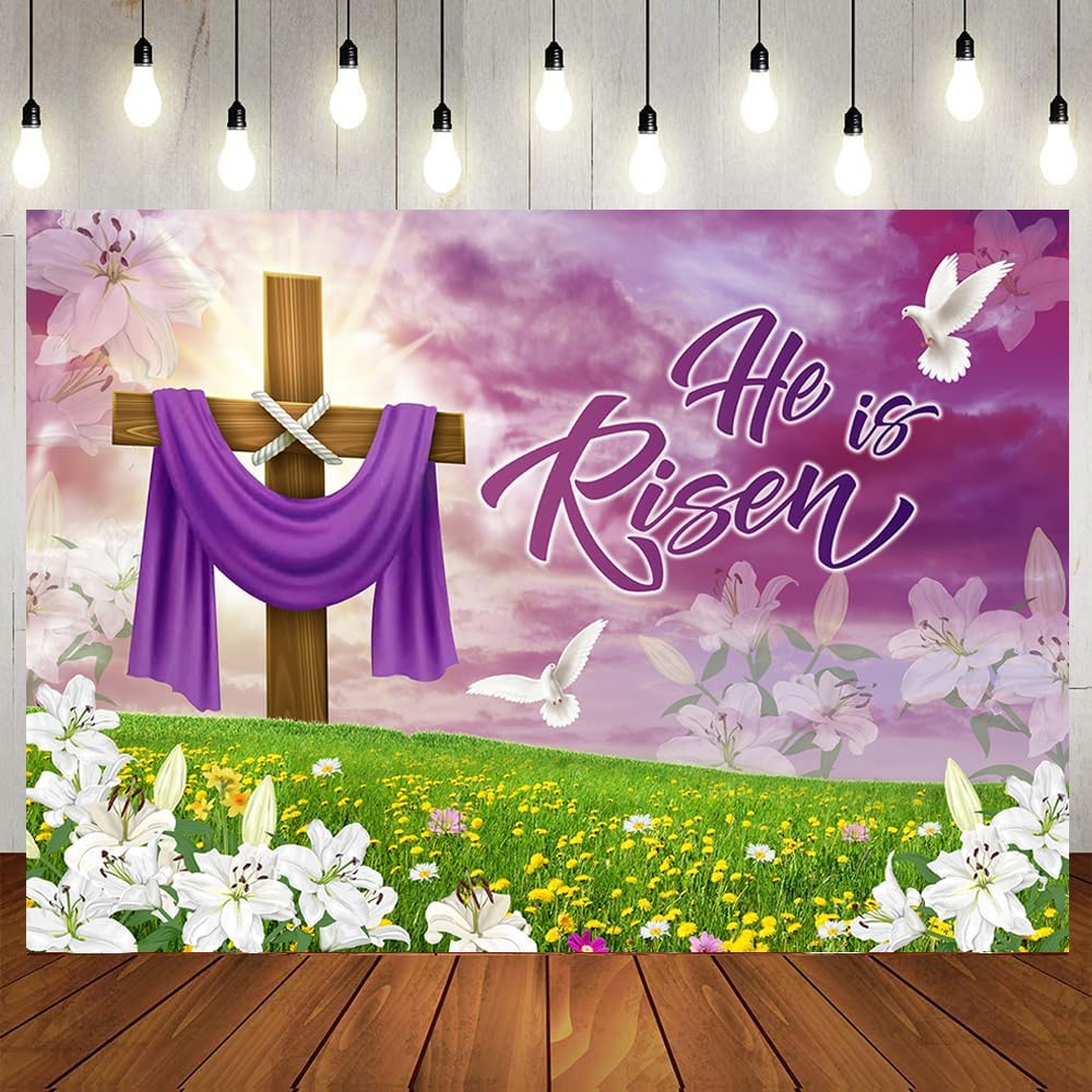 Amazon.com: LTLYH 10x8ft Easter Jesus Backdrop Easter Jesus He is Risen ...