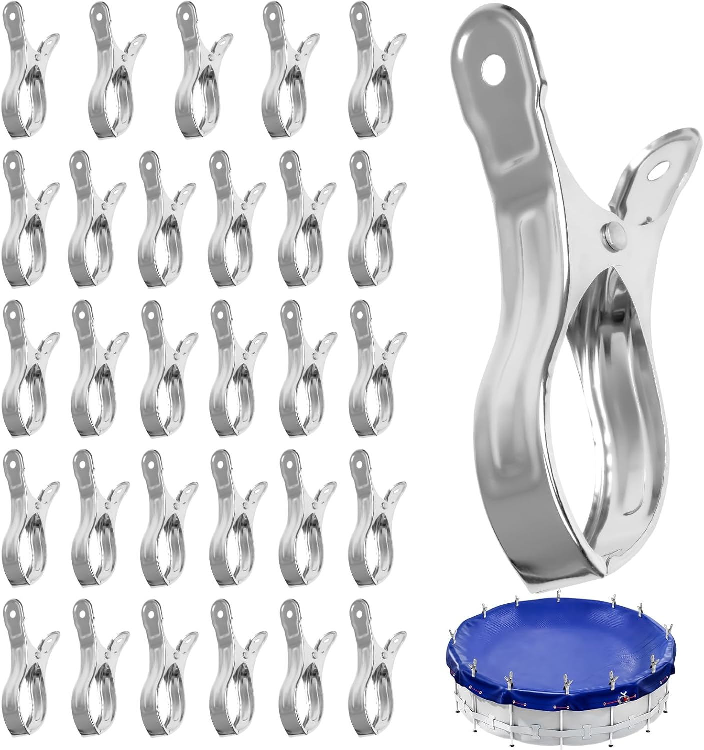 Amazon.com: Keycci 5.1Inch Pool Cover Clips for Above Ground Pools, 30 ...