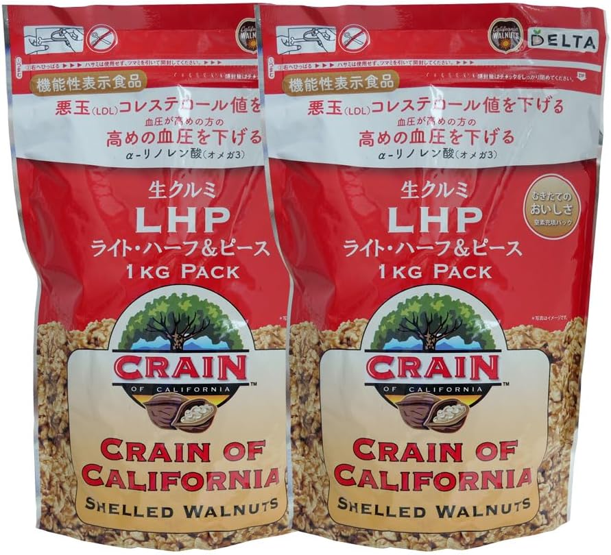Amazon | 【2個セット】【ママパン】CRAIN社 生クルミ LHP ライト・ハーフ＆ピース 1kg×2（2kg）まとめ買い 無塩タイプ アメリカ カリフォルニア産 チャンドラー種 ...