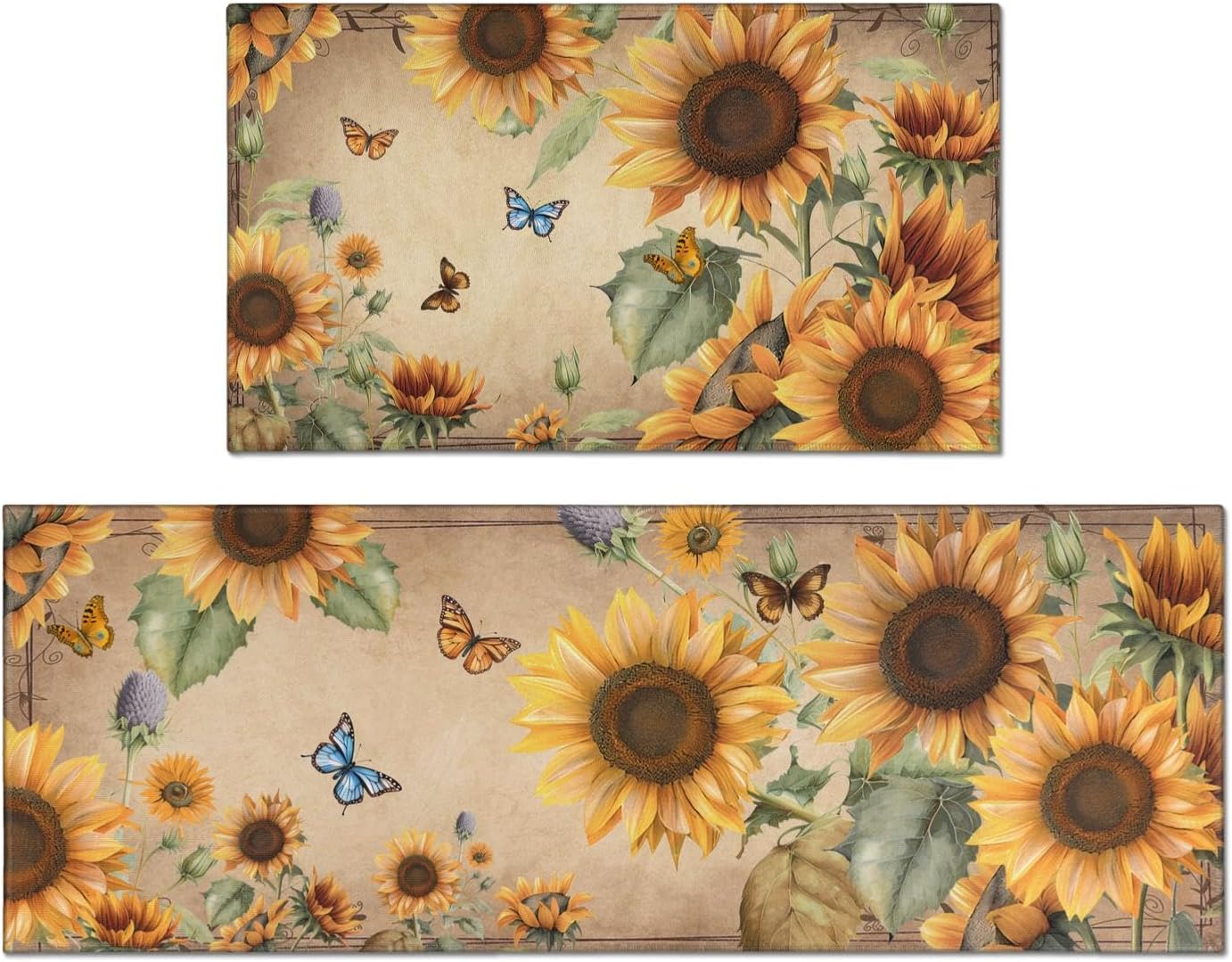 Amazon.com: Sunflower Kitchen Mats for Floor, Flower Butterfly ...