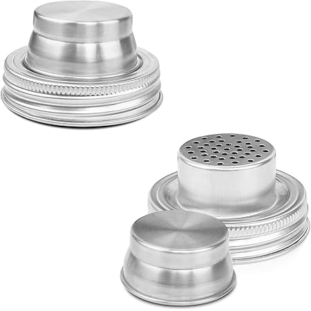 Amazon.com: 2 Pack Stainless Steel Mason Jar Shaker Lids with Silicone ...