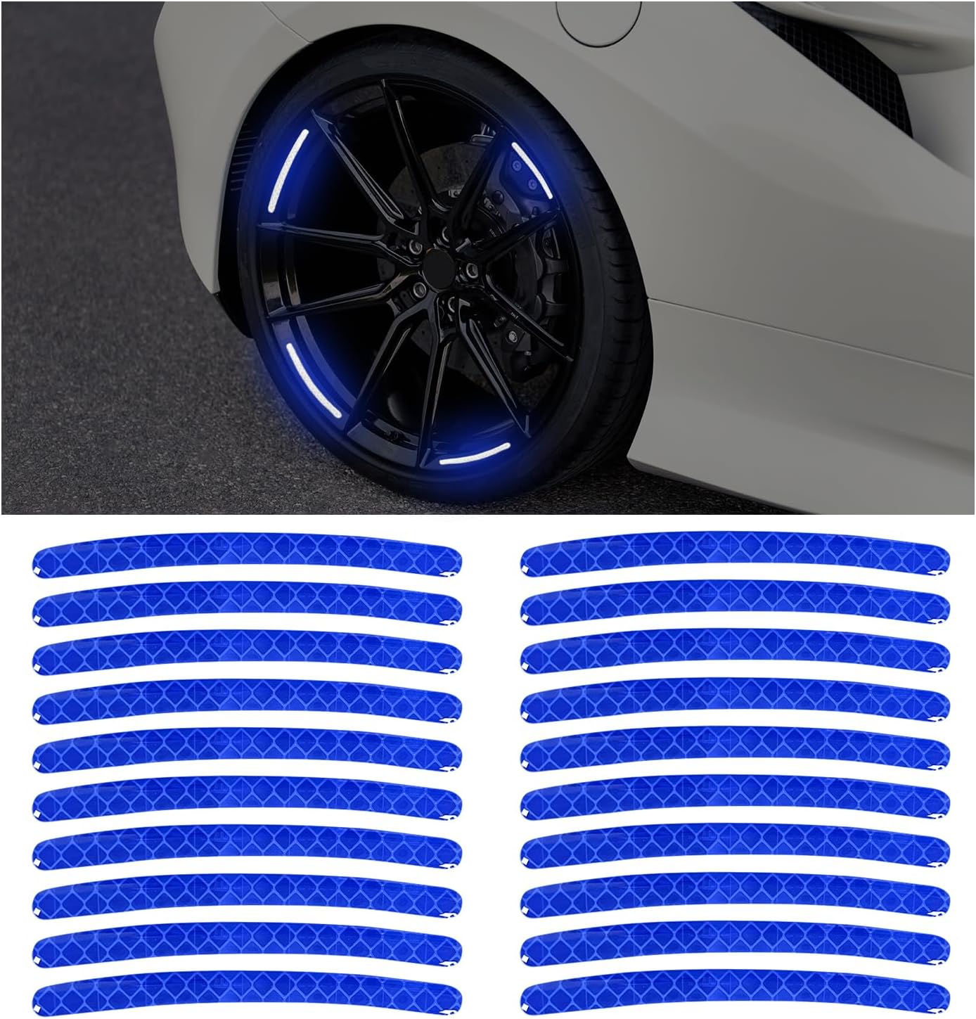 Amazon.com: Dickno 20PCS Reflective Car Wheel Decorative Stripe ...
