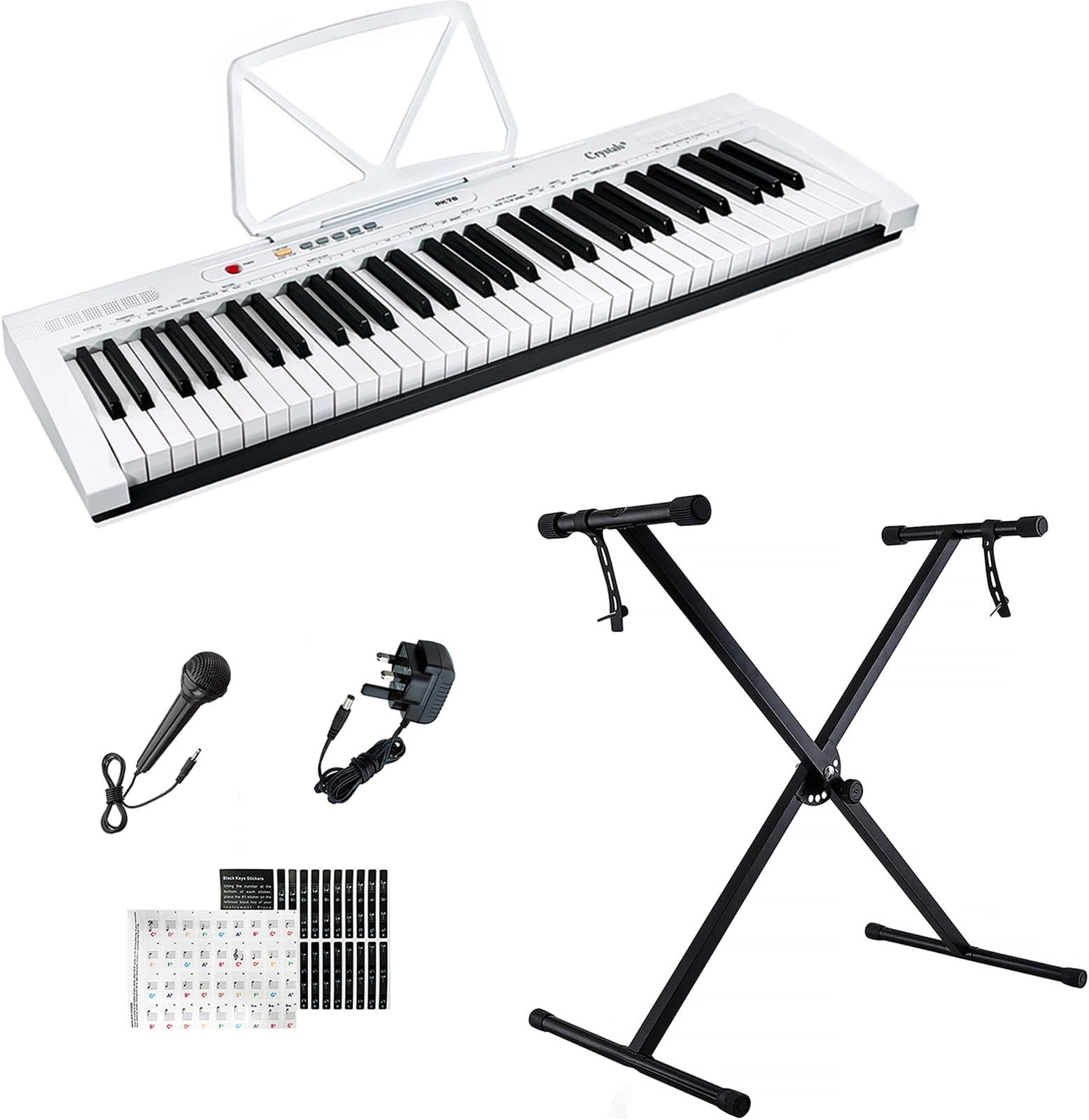 Crystals 61 Keys Electronic Music Keyboard Piano with Single Braced ...