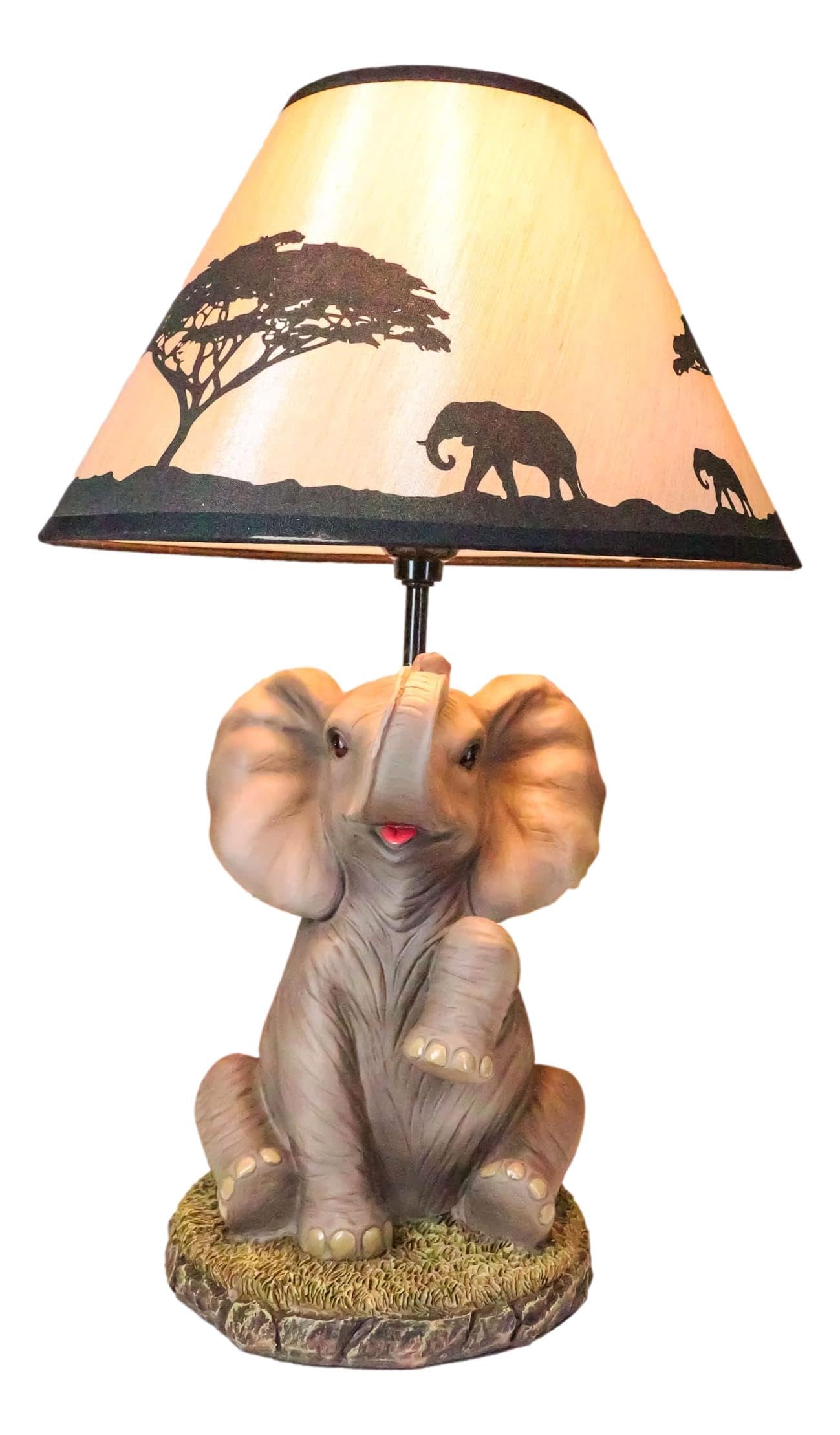 Ebros Gift African Safari Glow Sitting Elephant with Trunk Up Desktop ...