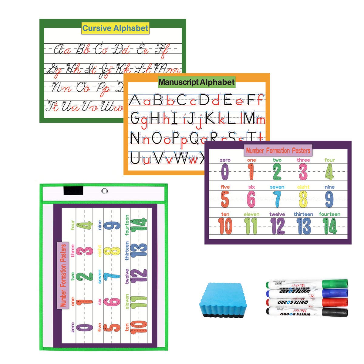 Number & Cursive & Handwriting ABC Charts for Classroom Wall | Learning ...