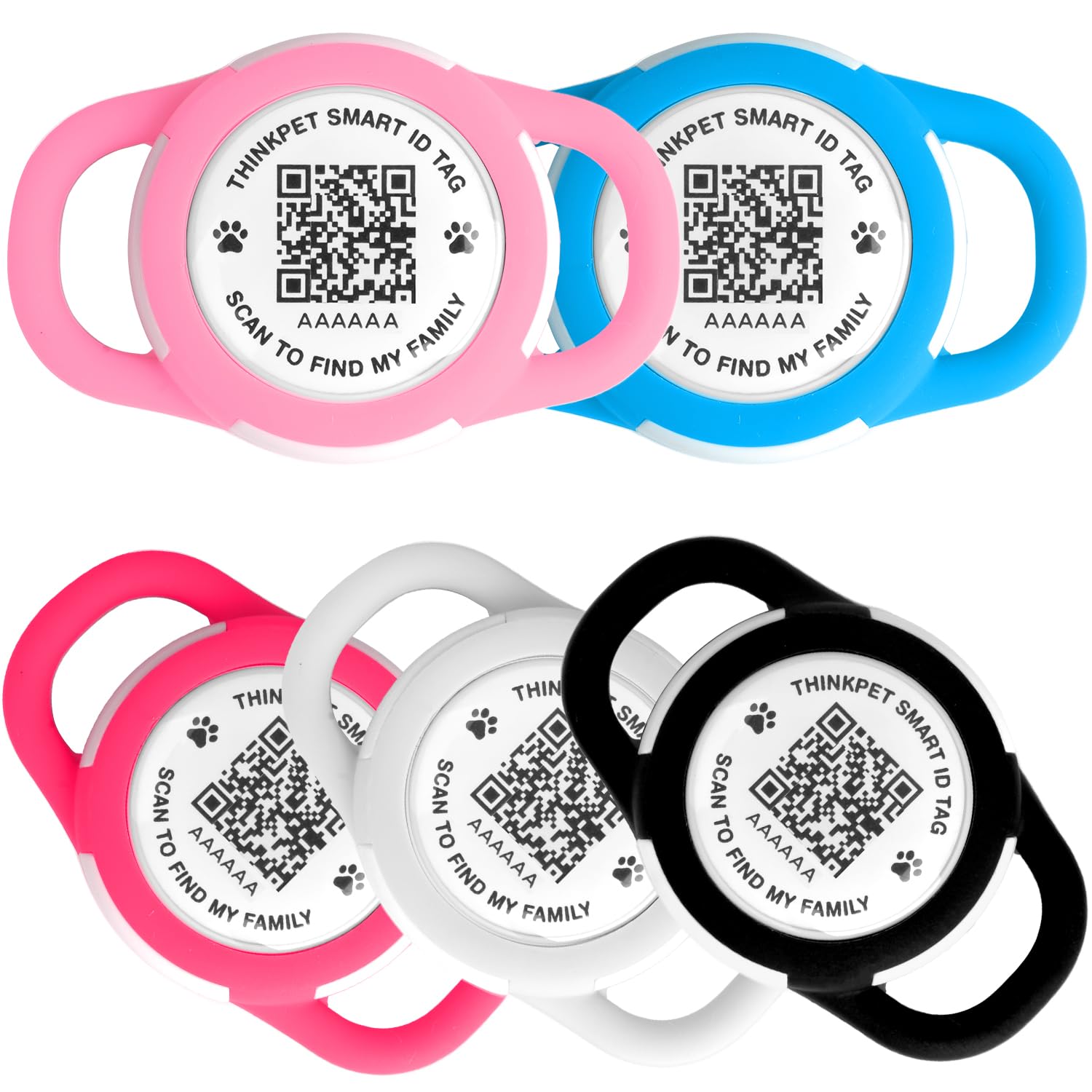 ThinkPet AirTag Dog Collar Holder with QR Code Smart Pet ID Tag, Dual ...