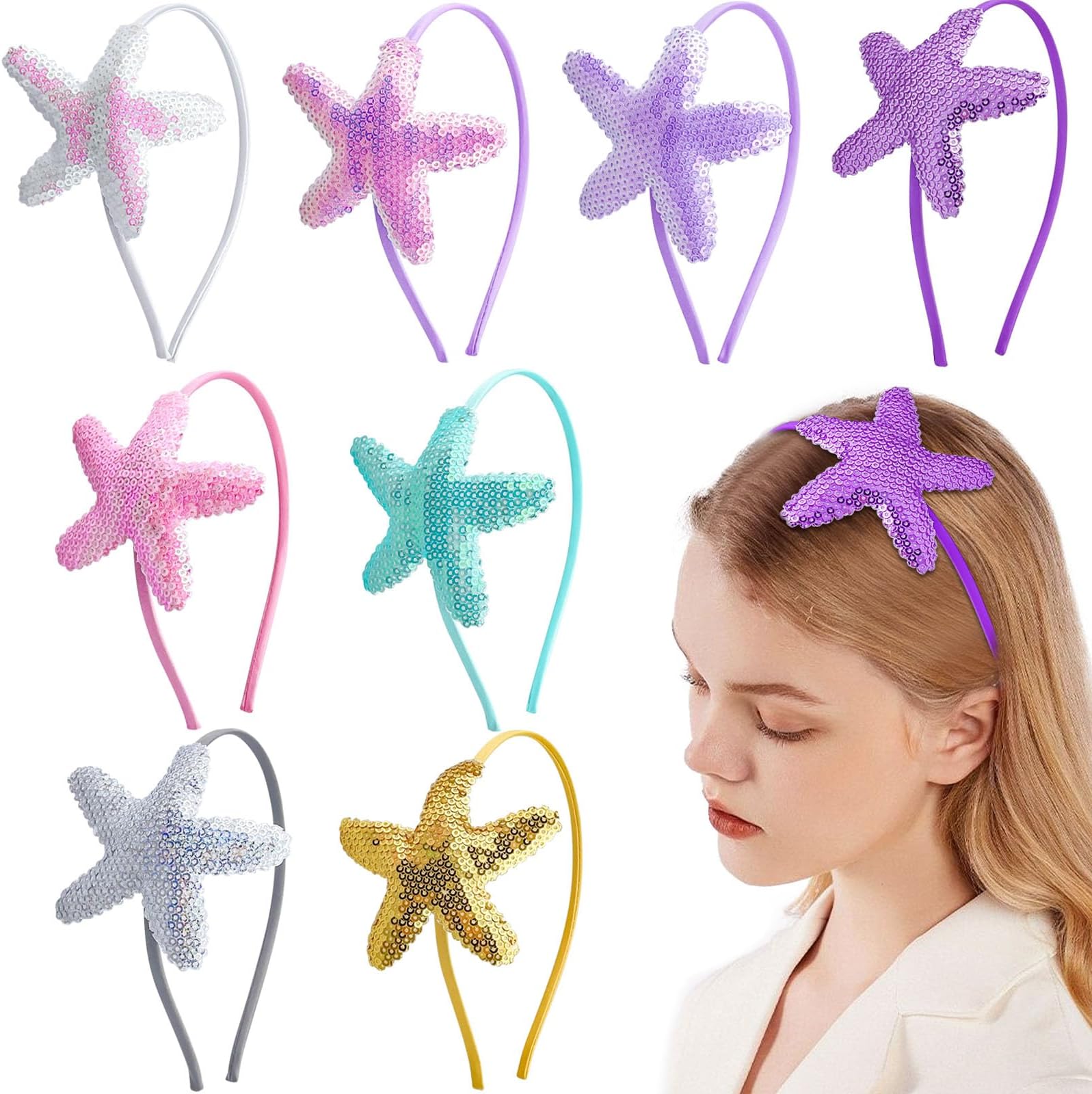 Amazon.com : GAFATORY 6Pcs Mermaid Headbands for Girls Fish Tail Hair ...