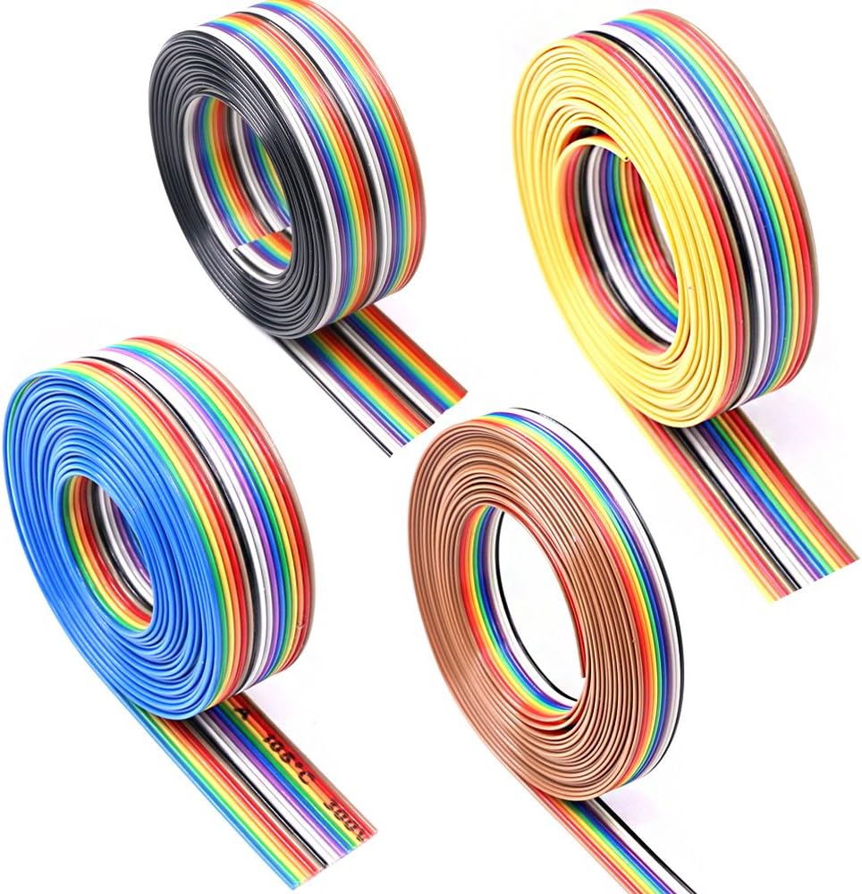 Amazon.com: Glarks 10ft / 3m 10/14/16/20 Wire Rainbow Color Flat Ribbon ...