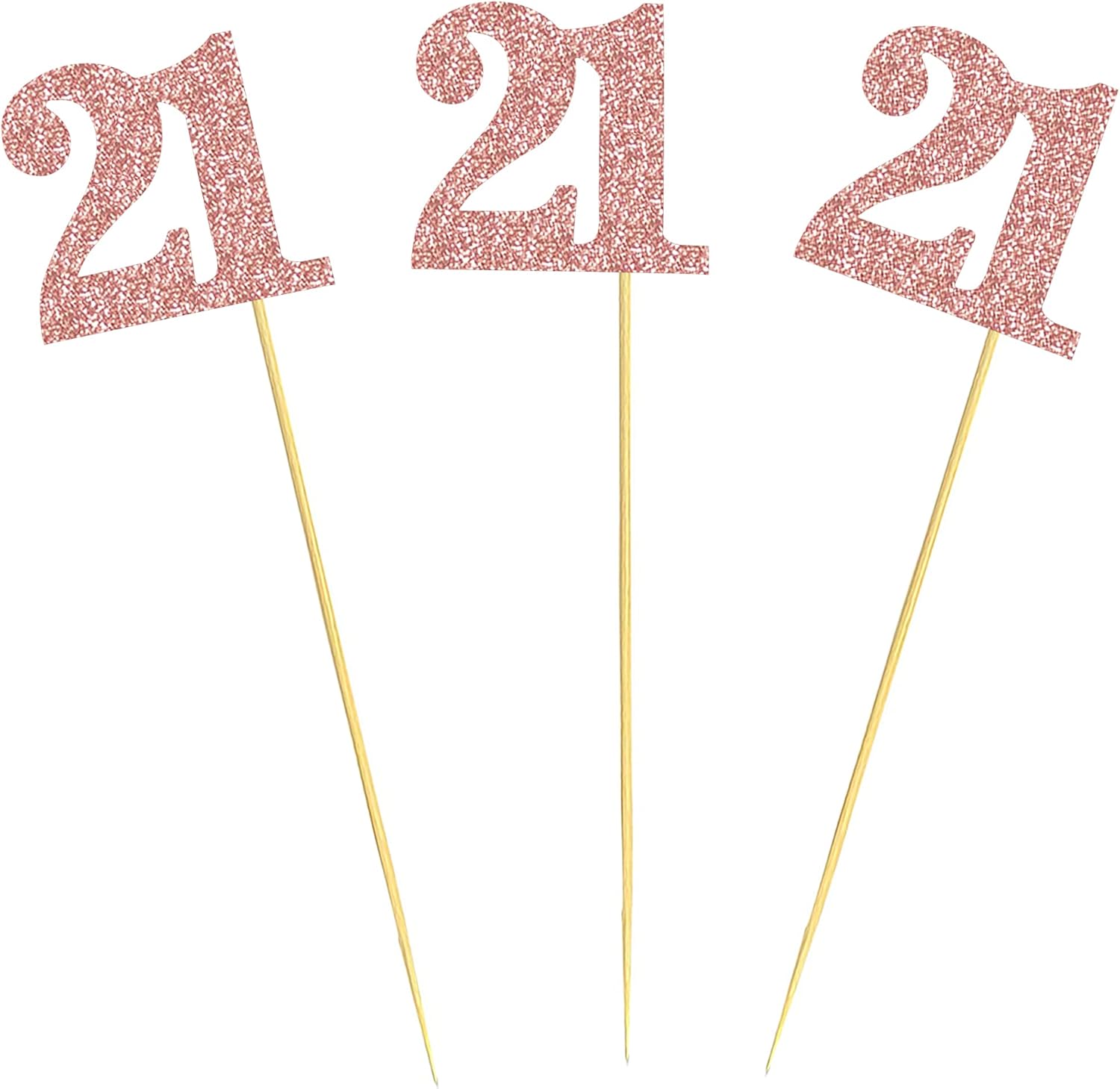 Amazon.com: 12PCS 21st Birthday Centerpiece Sticks Rose Gold Glitter ...