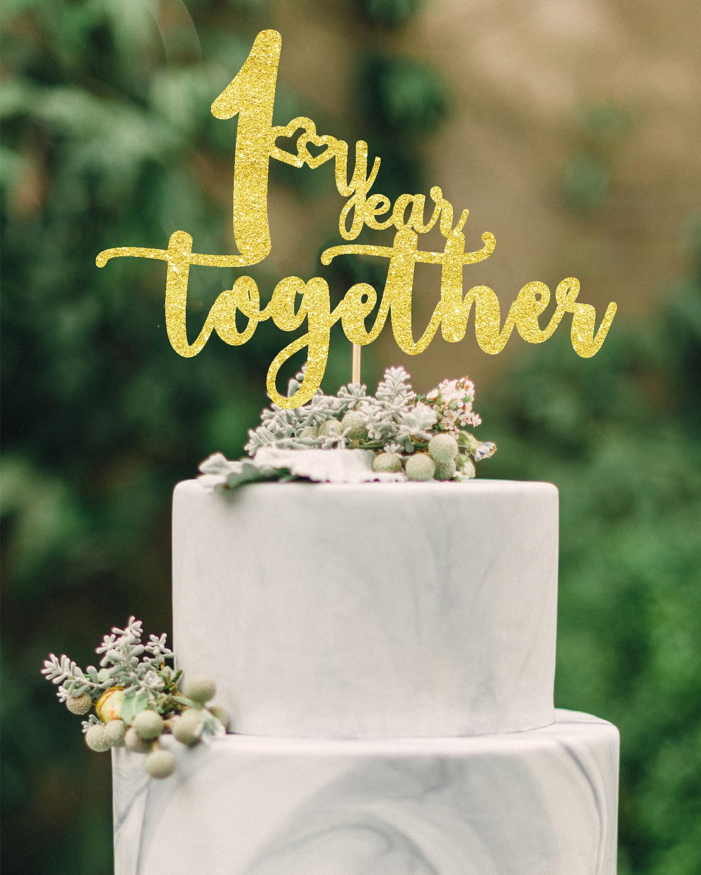 Snapklik.com : 1 Year Together Golden Cake Topper, Happy 1st ...