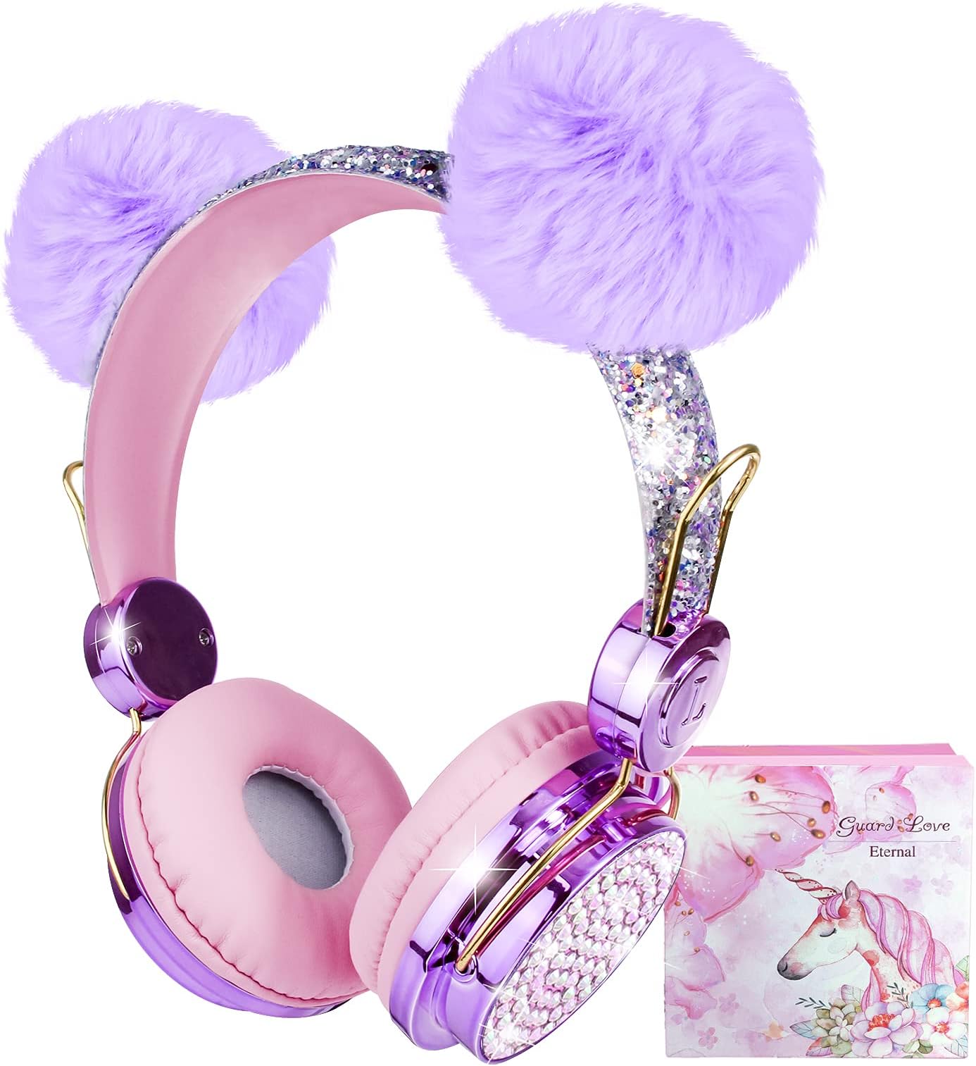 Kids Headphones Wireless, Girls Bluetooth Headphones w/Fluffy Ear ...
