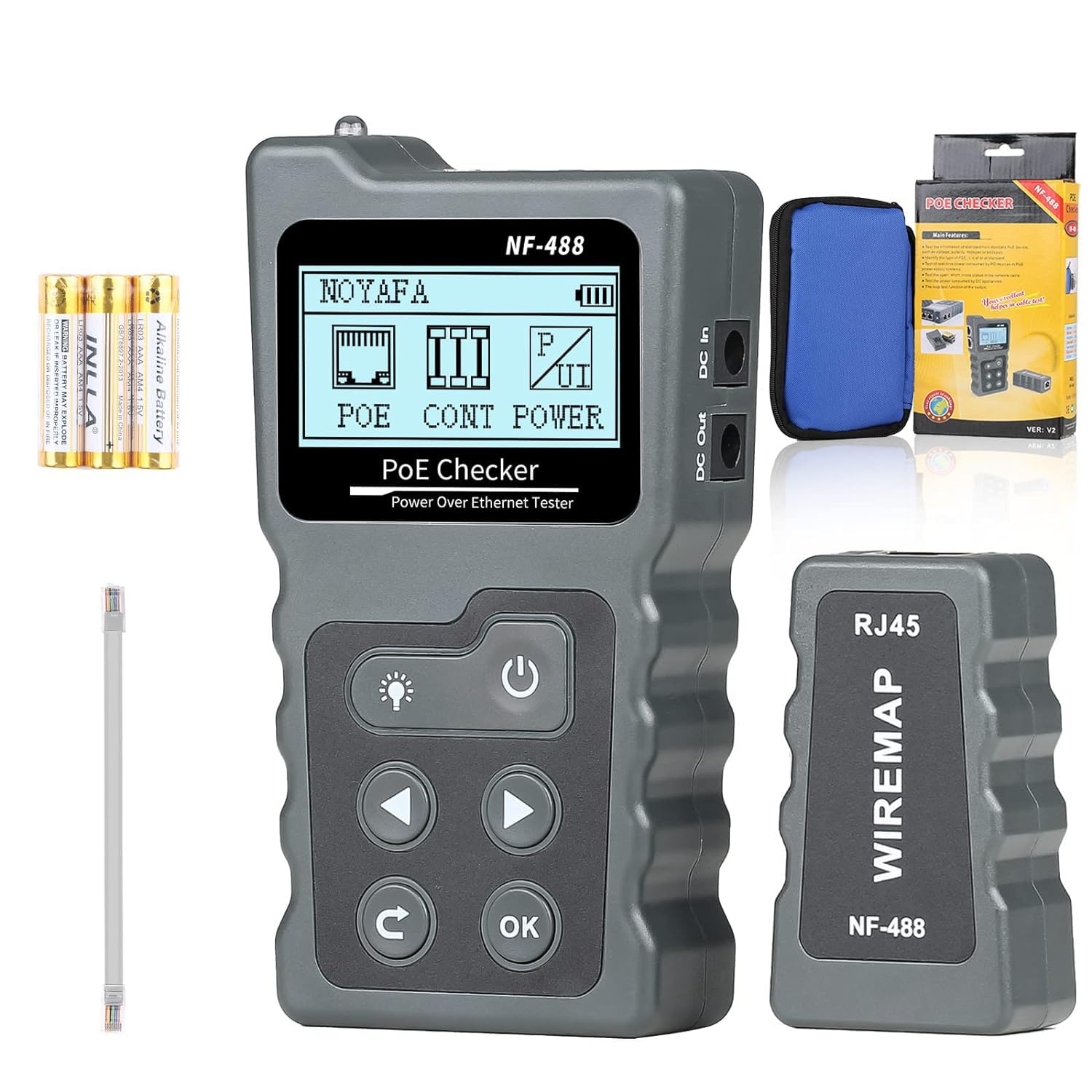 RJ45 Network Cable Tester, Multifunction Poe Ethernet Cable Tester Kit ...