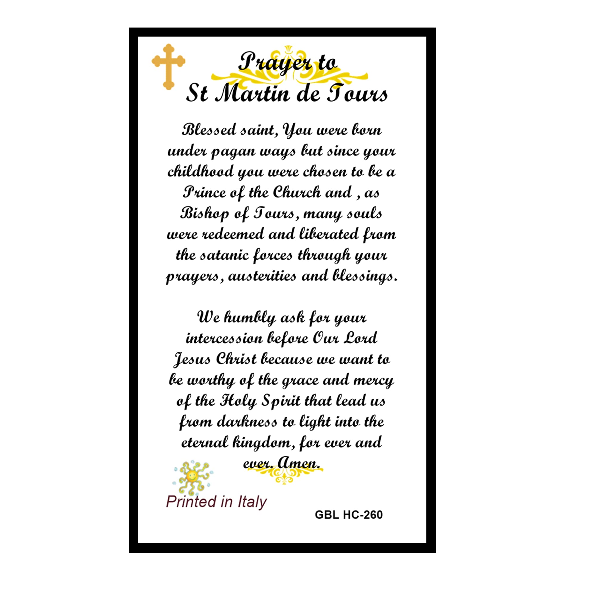 St Martin Of Tours Prayer Card