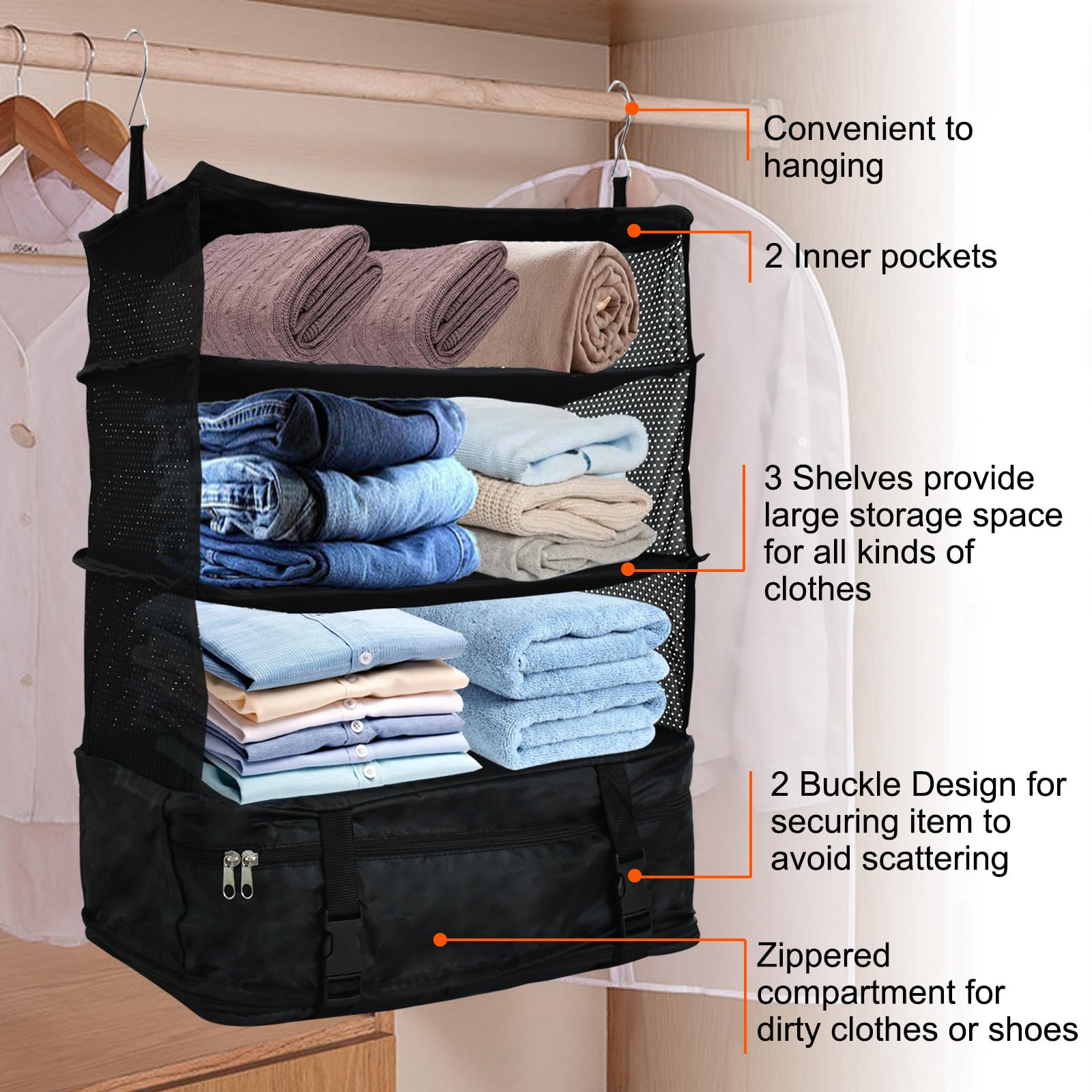 Carry On Closet Luggage,Hanging Packing Cubes for Travel,Portable ...
