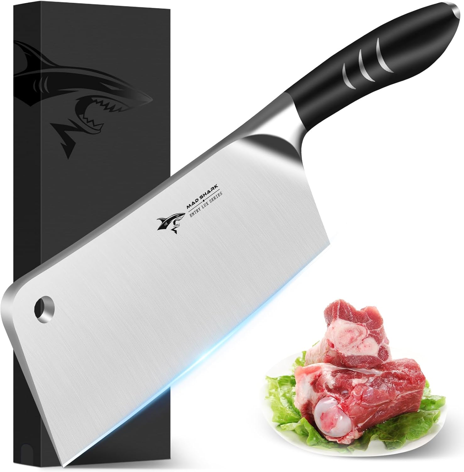 Amazon.com: MAD SHARK 7.5 Inch Meat Cleaver Knife, Professional Bone ...