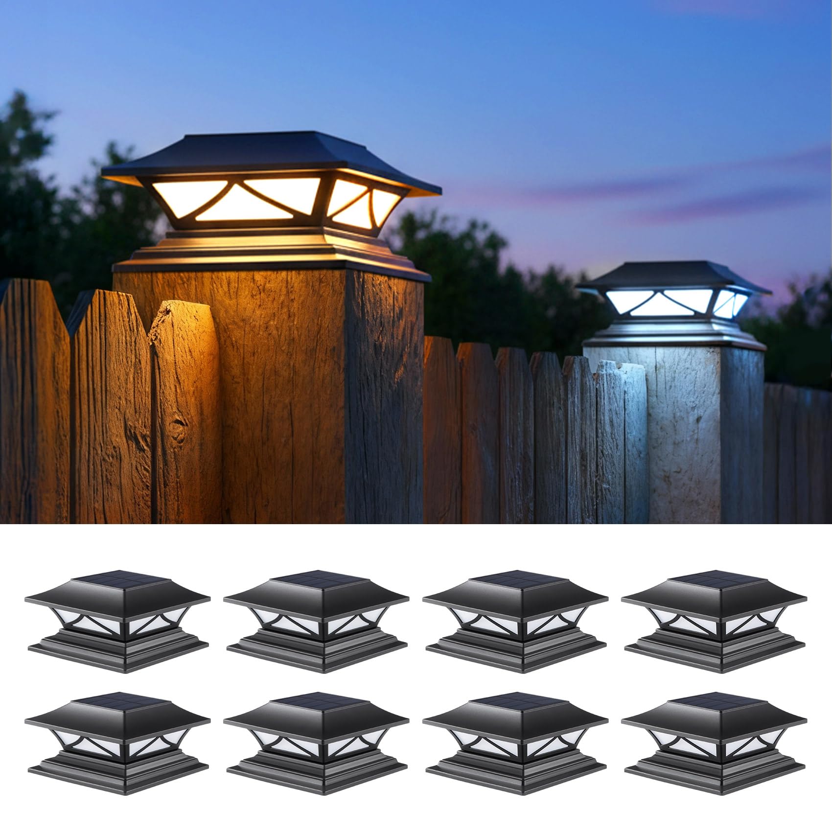 Snapklik.com : PASAMIC 8 Pack Solar Post Cap Lights, Waterproof Outdoor ...