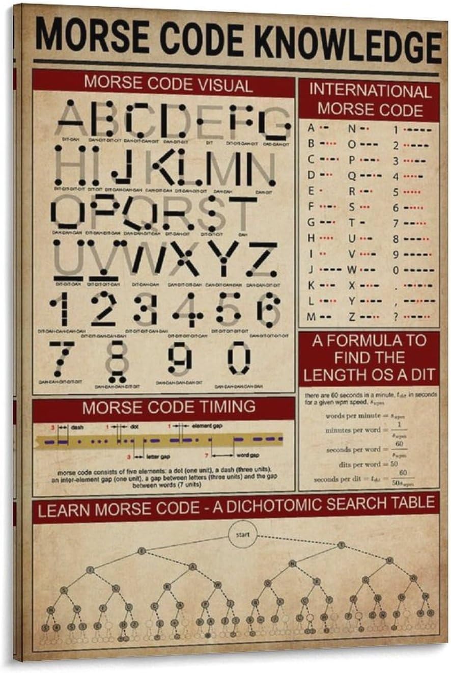 Amazon.com: Morse Code Knowledge Poster, Science Print Wall Art, Morse Code Translator Poster ...
