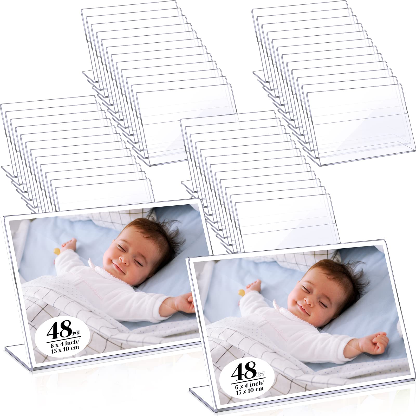48 Pack Clear Photo Booth Frames 5.9 x 4 Inch Acrylic Sign Holders ...