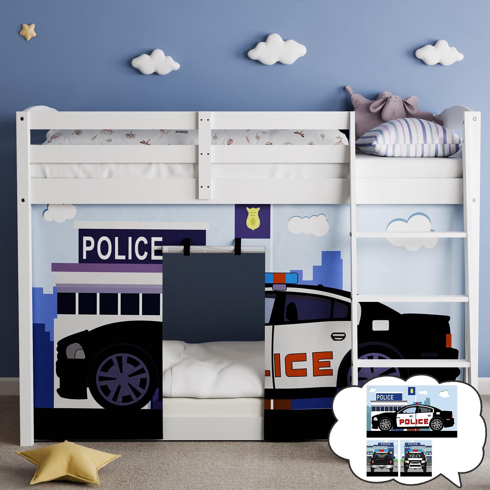 Amazon.com: YRDKB Police Car Bed Curtains - Premium and Customizable ...