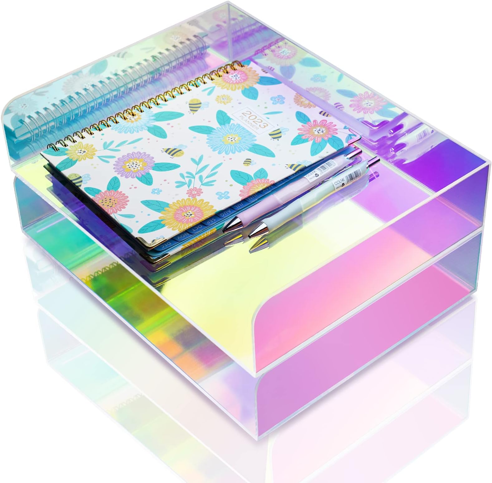 Amazon.com : Maxcheck 2 Pcs Iridescent Acrylic Letter Tray with Non ...