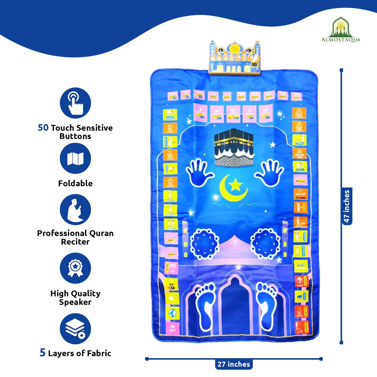 ALMOSTAQIM Educational Prayer Mat - Interactive Prayer Mats for Kids ...