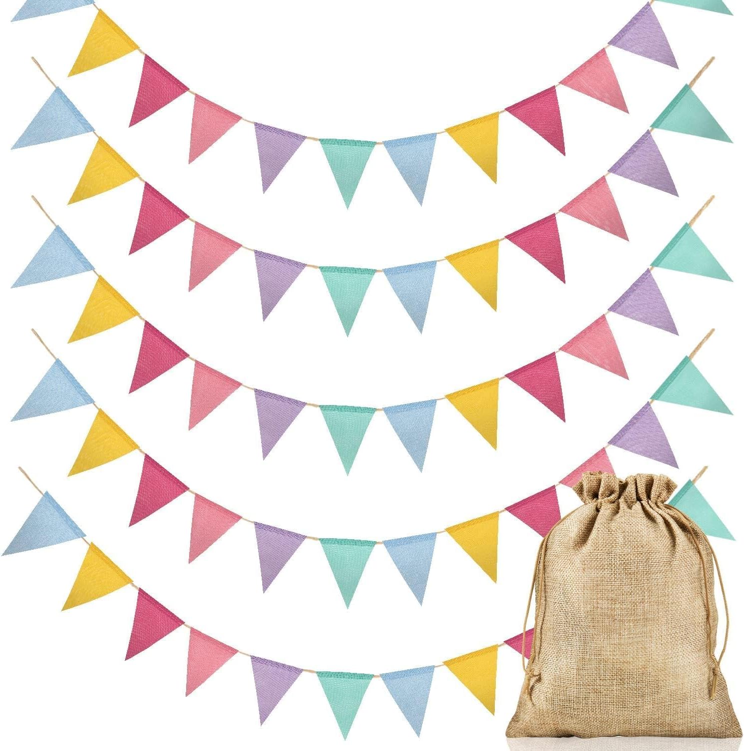 Pastel Rainbow coloured Bunting Banner 15 Flags For Guaranteed Stylish ...