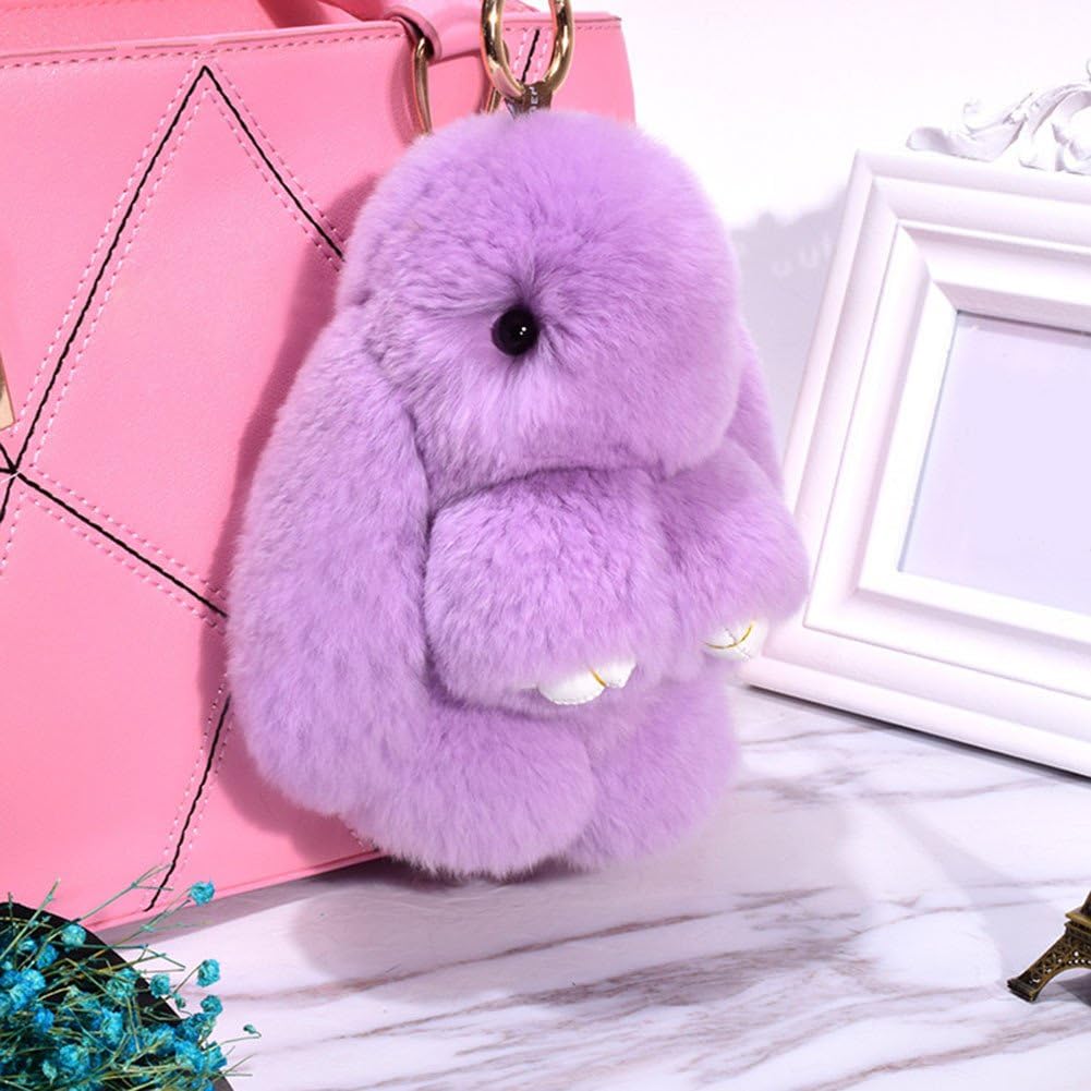 Amazon.com: MUYAOO Rabbit Keychain Cute Fluffy Bunny Keychain Faux ...