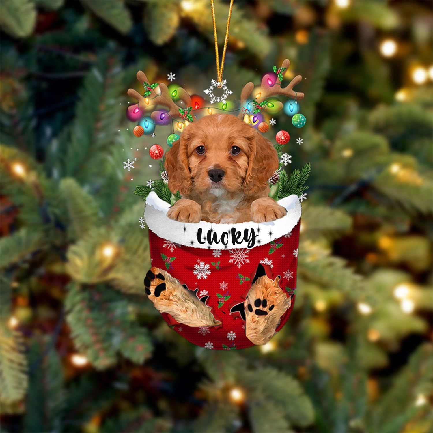 Amazon.com: Cavapoo 2 Dog Christmas Ornament, Dog Lovers Gift Idea Xmas ...