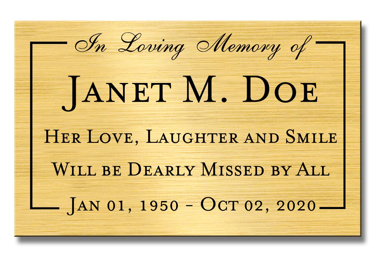 Amazon.com: Memorial Plaque with Elegant Border, Custom Engraved Brass ...