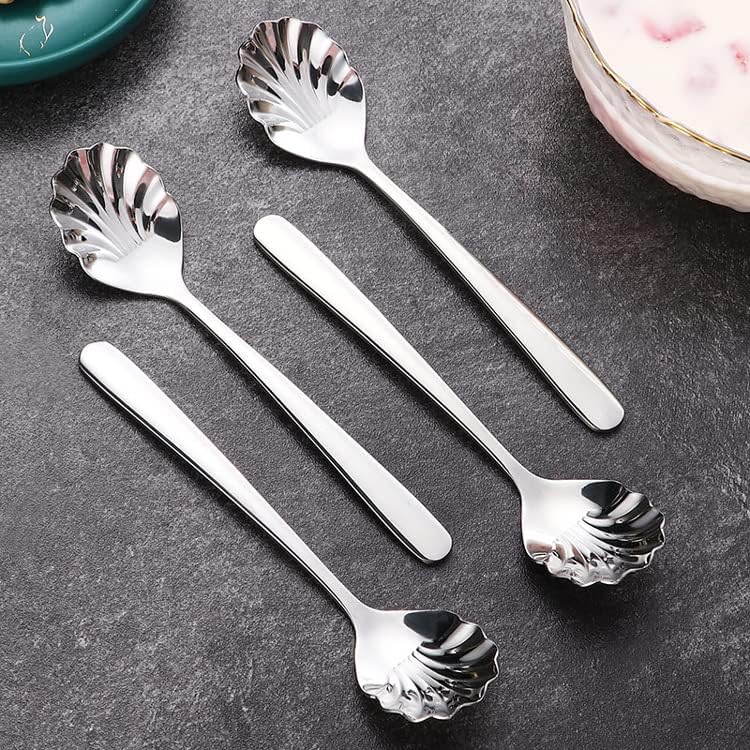 Amazon.com | Idomy 12-Piece Stainless Steel Shell Shape Sugar Spoon ...