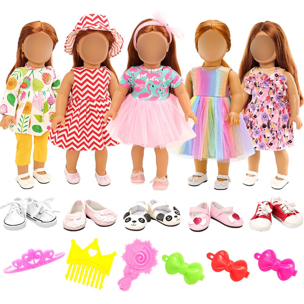 Amazon.com: BARWA 18 inch Doll Clothes and Accessories 5 Sets Clothes ...