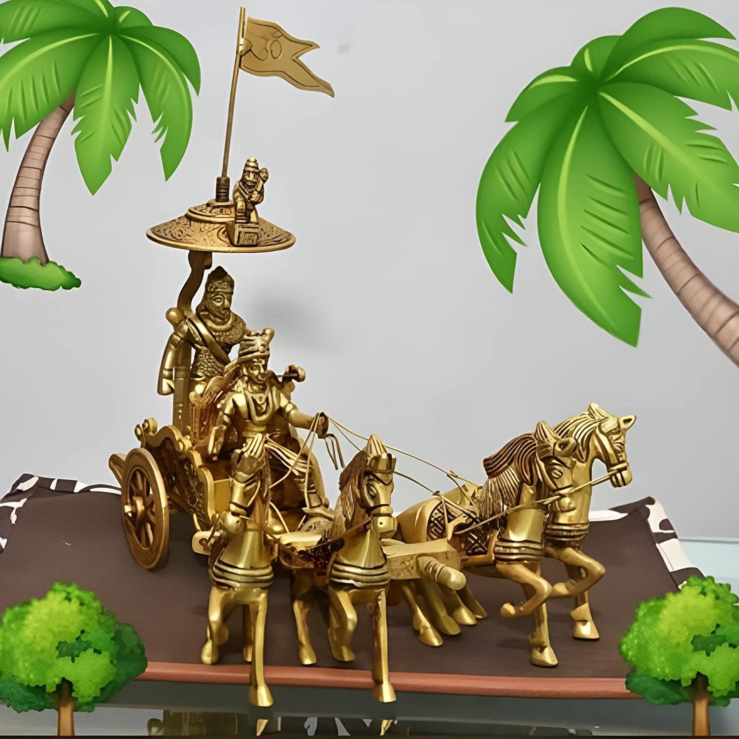 Buy Mearch Brasso Brass Krishna Arjun Rath Idol Statue/Mahabharat Shri ...