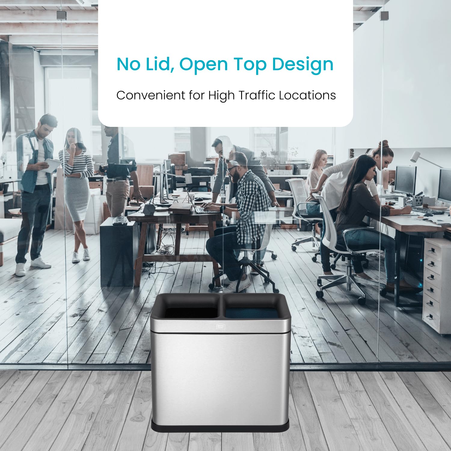 Home Zone Living 8 Gallon Kitchen Trash Can, Open Top, Dual Removable ...