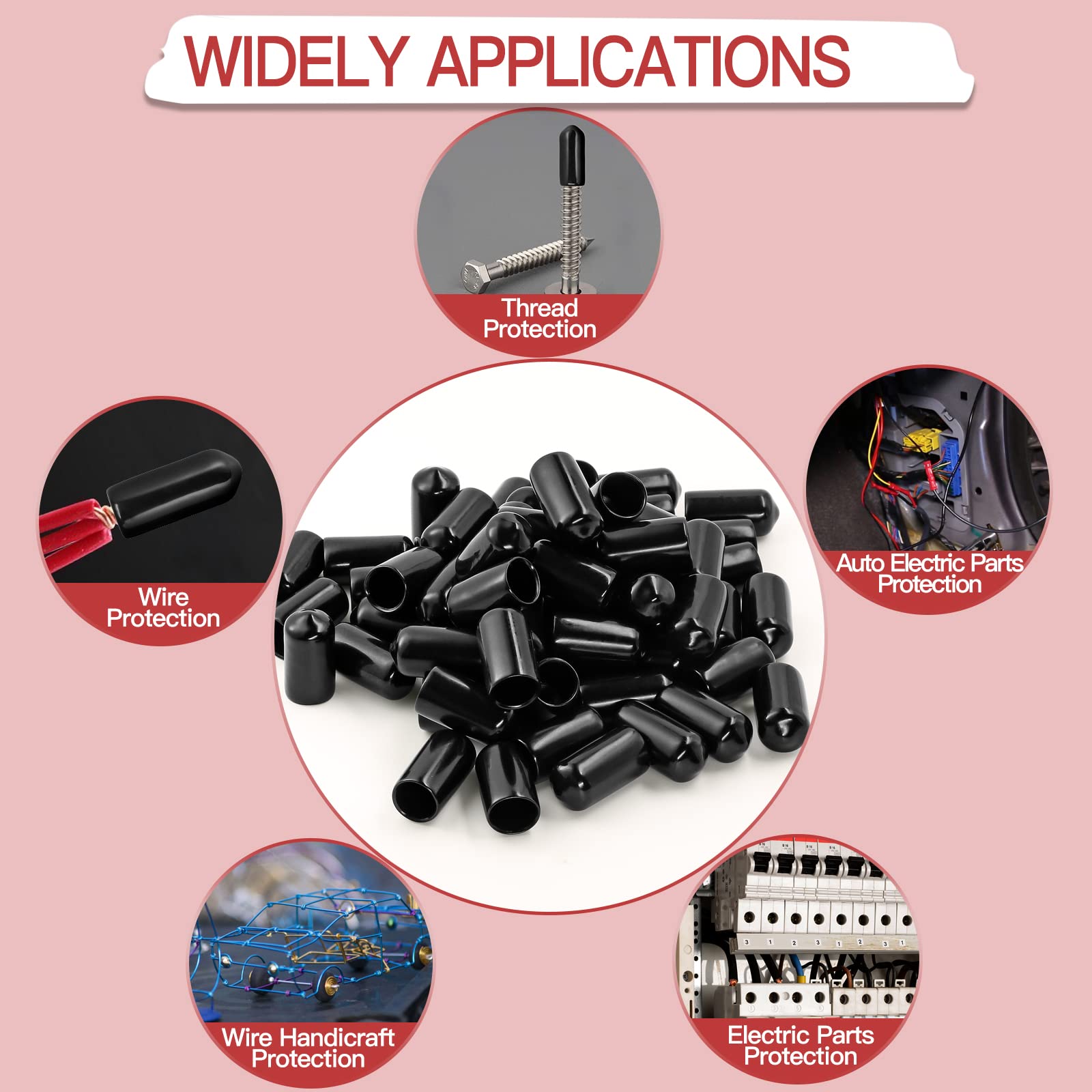 Snapklik.com : Jamiikury 60PCS Rubber End Caps 10mm ID Vinyl Flexible ...