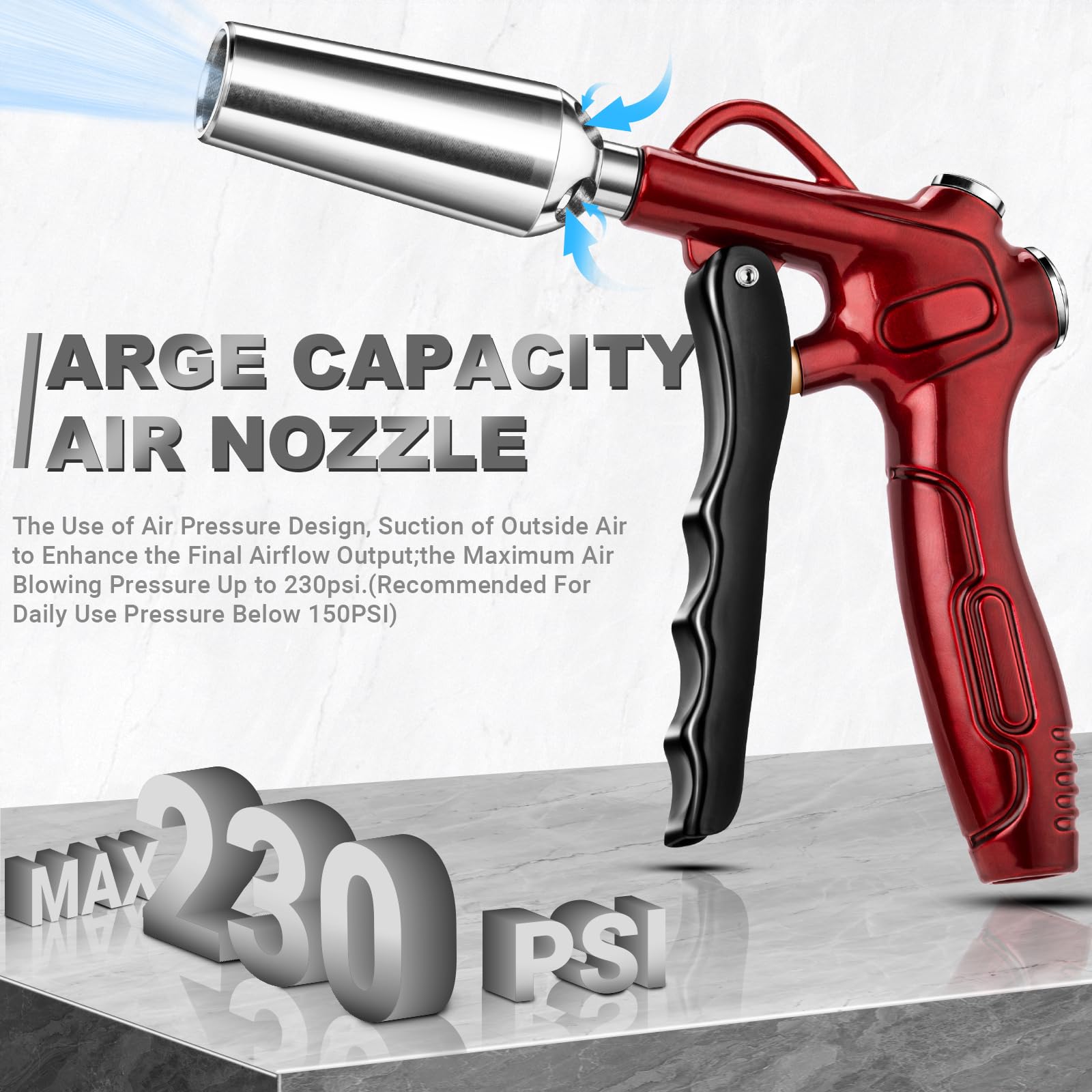 Heavy-Duty Air Blow Gun with Powerful Flow Nozzle, High Volume Air ...