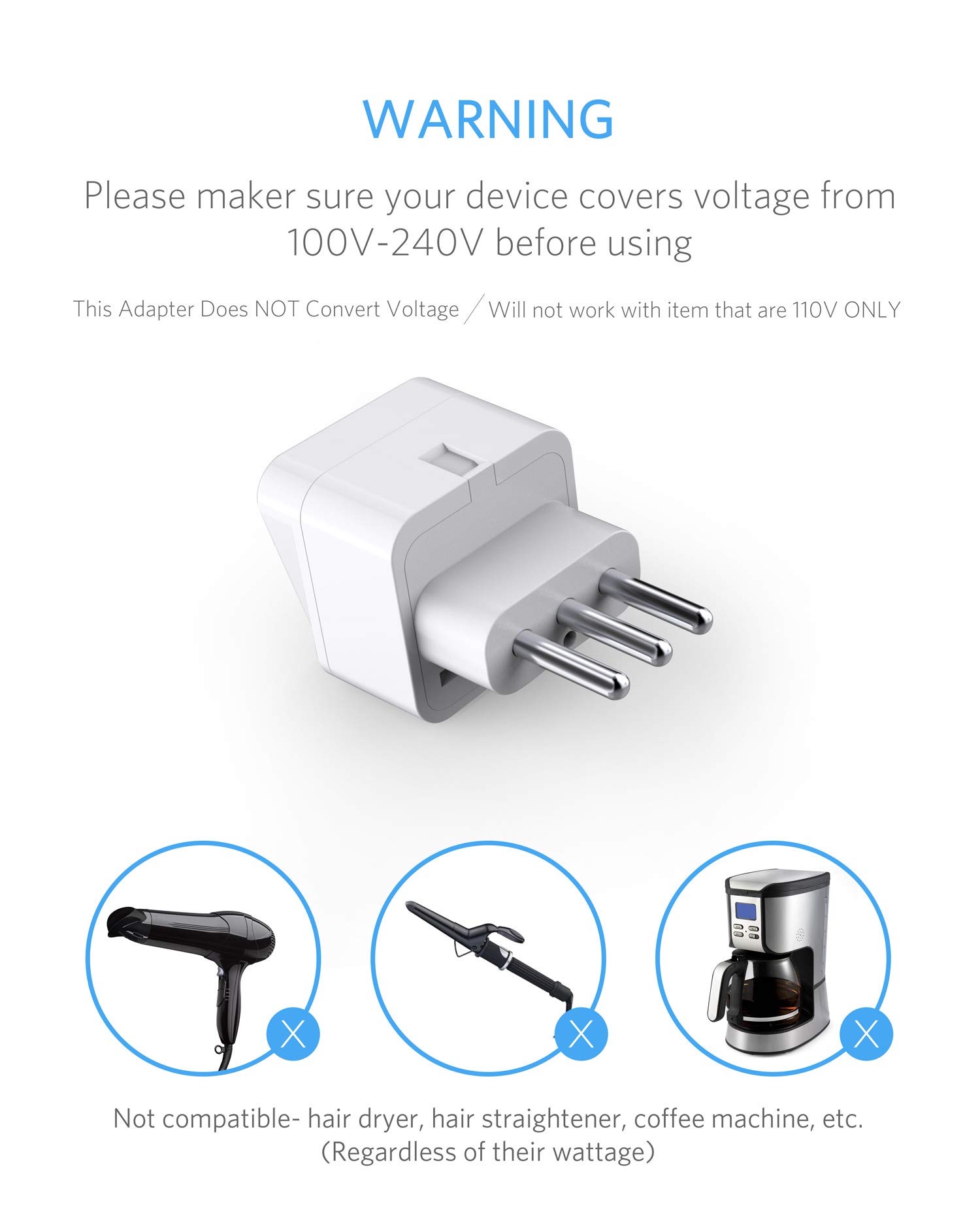 Snapklik.com : BESTEK Italy Travel Plug Adapter, Grounded Universal ...