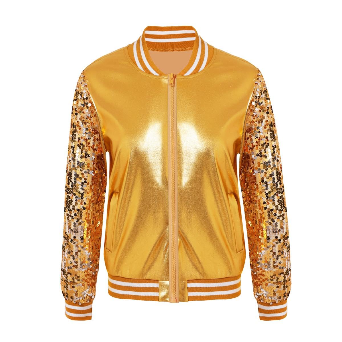 Snapklik.com : Sequins Varsity Jackets For Girl Holographic Metallic ...