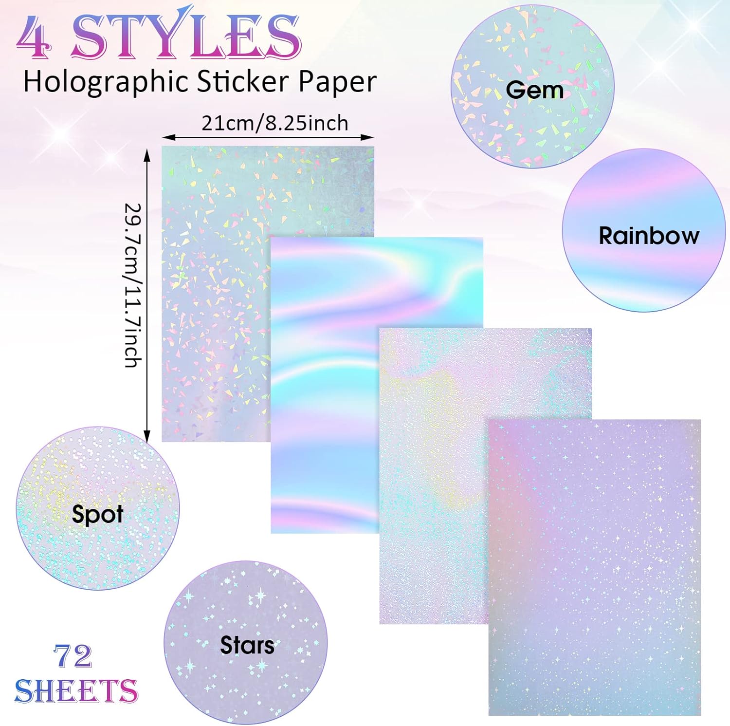 Buy 72 Sheets Holographic Sticker Paper Transparent Holographic A4 buy-72-sheets-holographic-sticker-paper-transparent-holographic-a4
