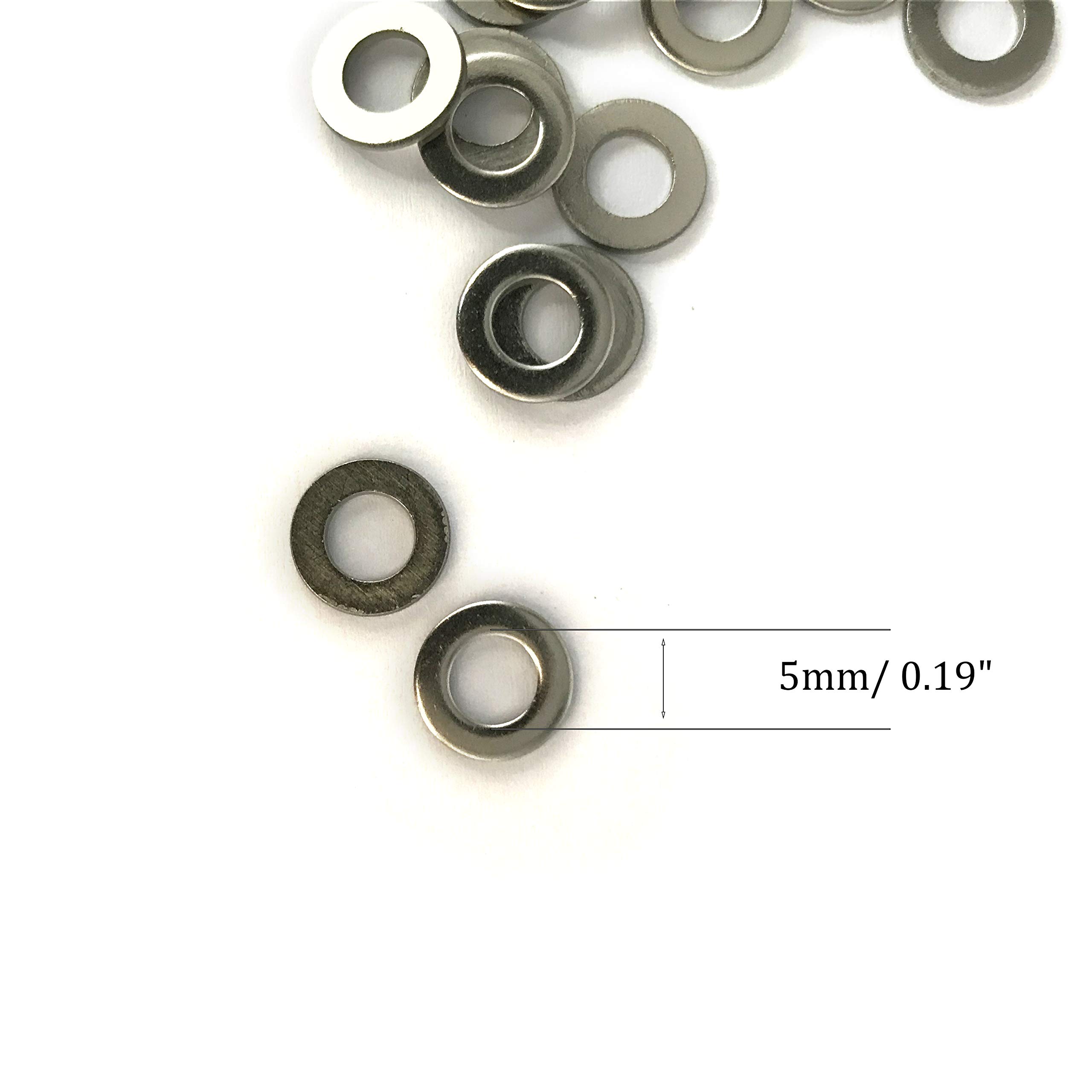 Snapklik.com : M5 Flat Washer, 304 Stainless Steel, 5mm ID, 10mm OD ...