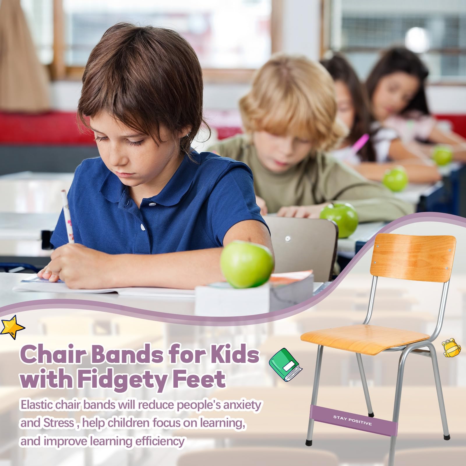 Snapklik.com : Libima 24 Pcs Classroom Chair Bands For Kids