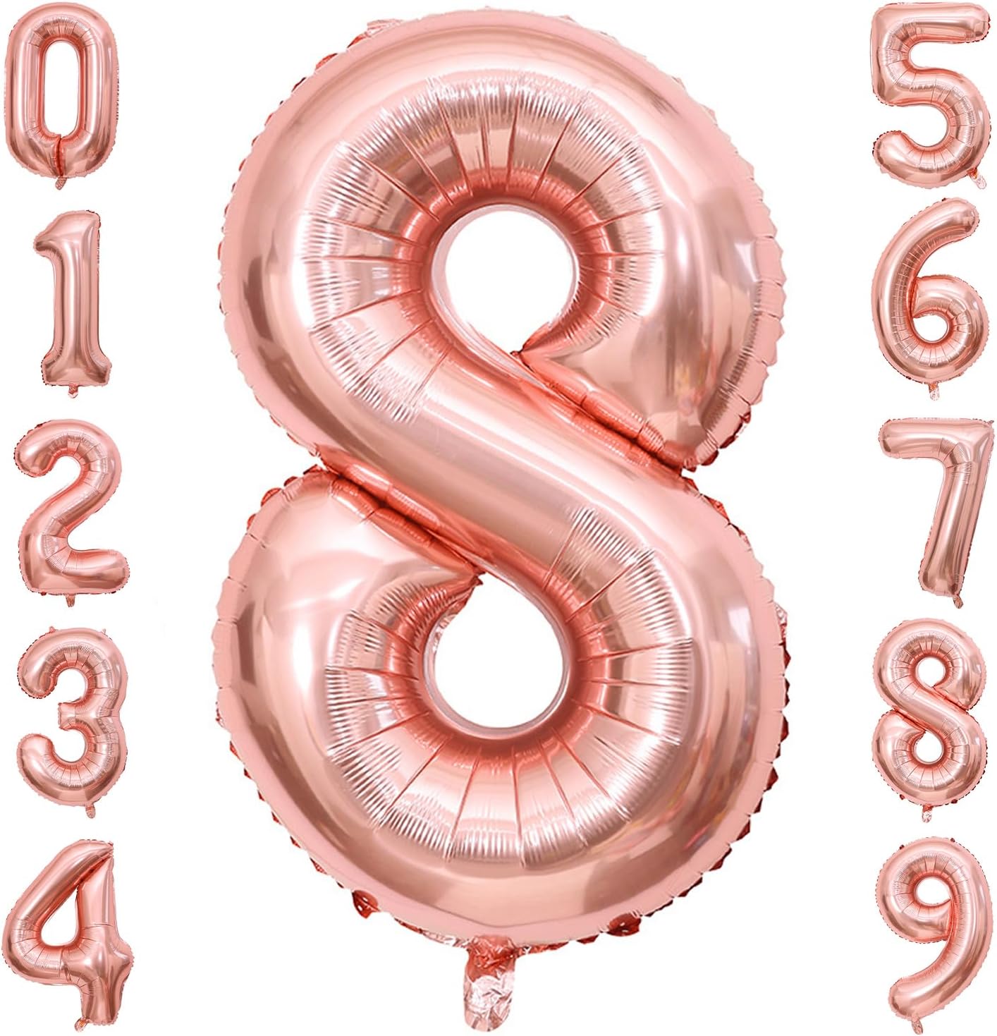 Amazon.com: PatiCool 40 Inch Rose Gold Number Balloon 8, Large Number ...