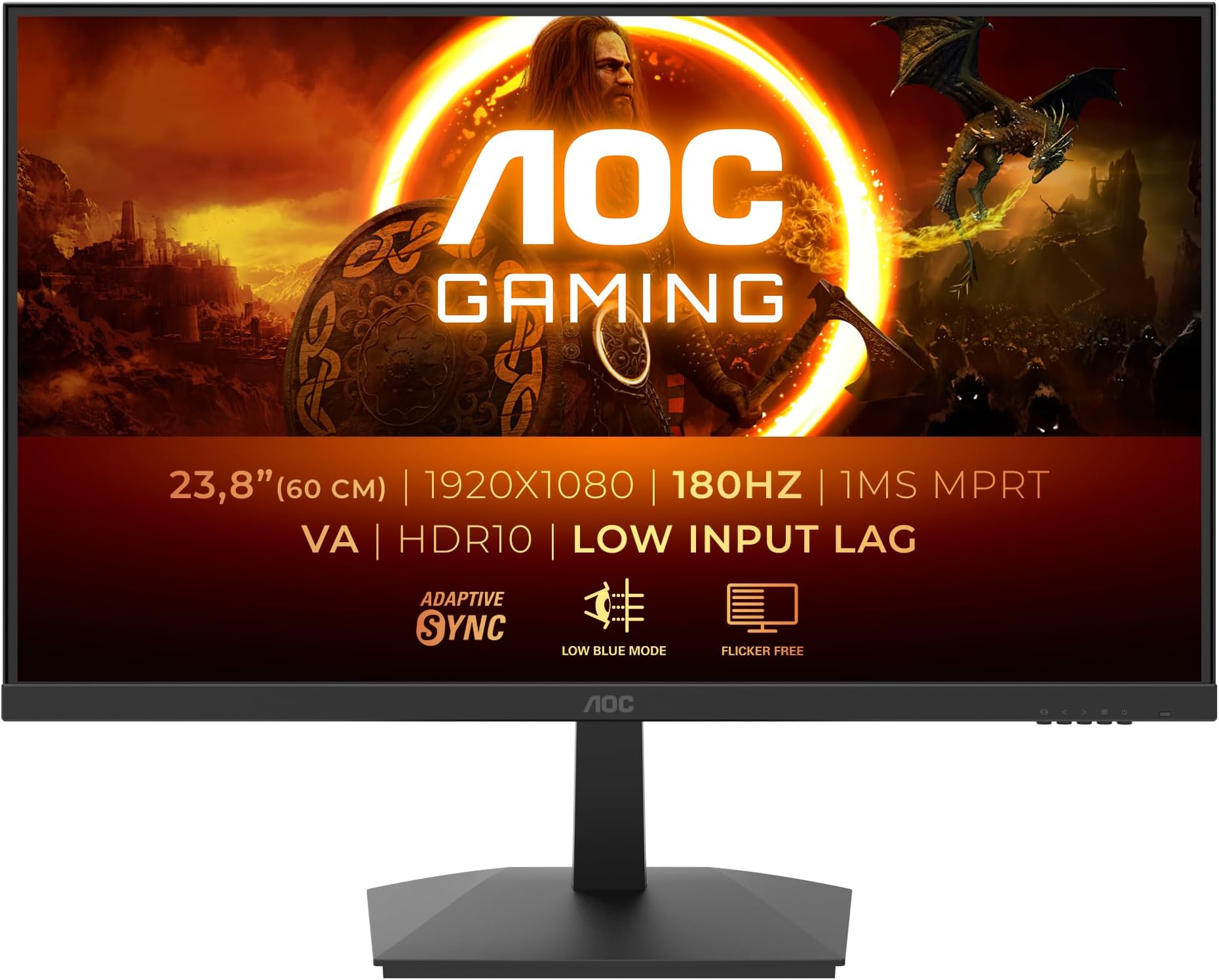 AOC Gaming 24G4XED - 24 Zoll Full HD Monitor, 180 Hz, 1 ms, FreeSync ...