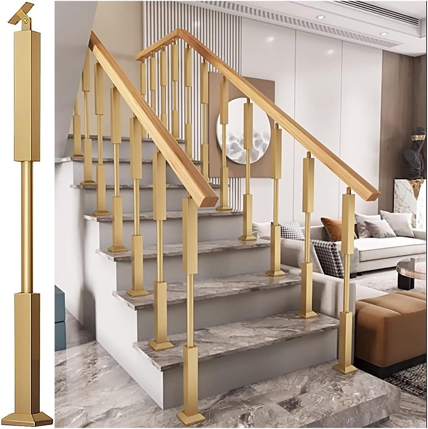 Amazon.co.jp: Handrail Handrail for Indoor Stairs Patio Gold Finish ...