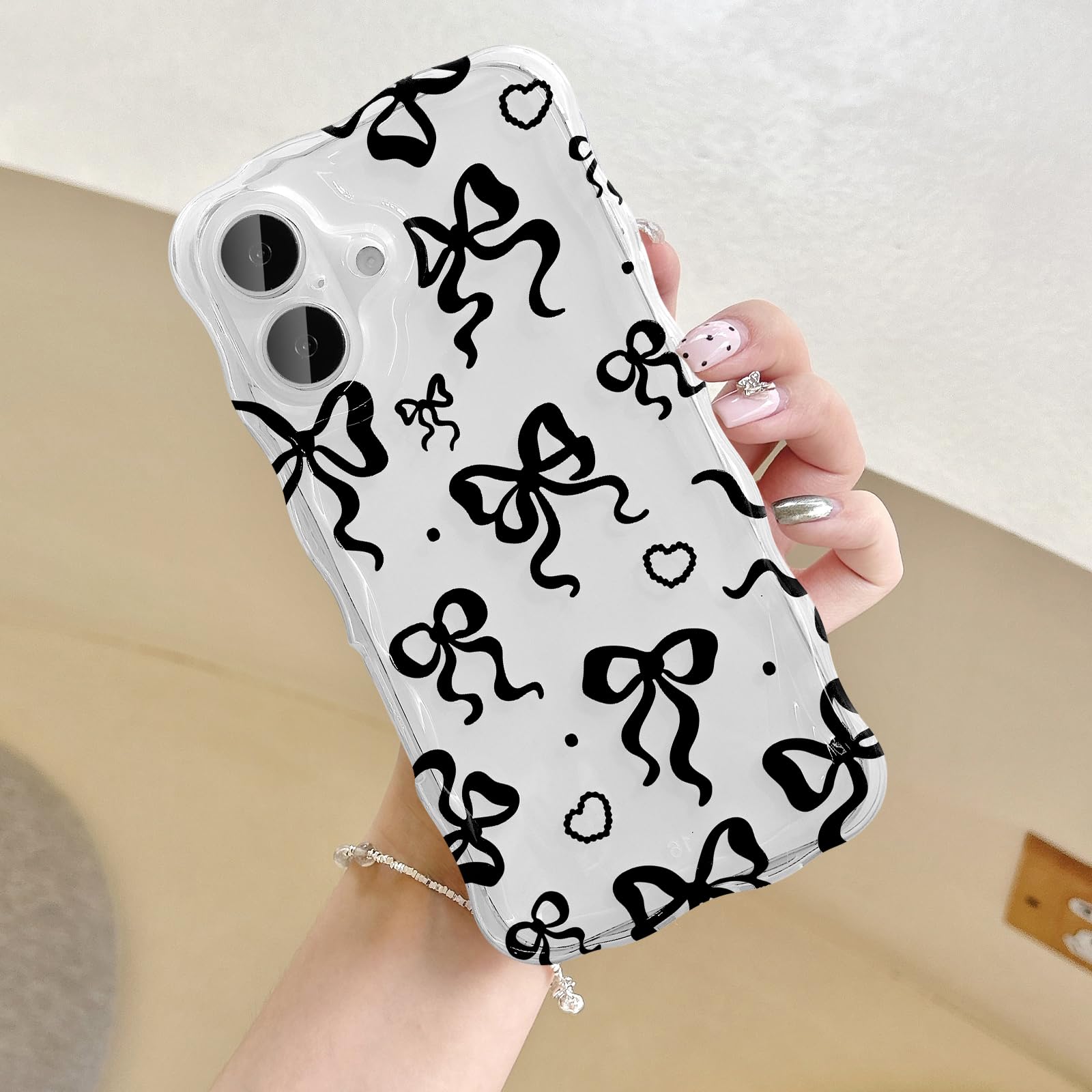 Amazon.com: UEEBAI Cute Bow Case for iPhone 16 6.1 inch, Wavy Ribbon Bow Case Pretty Aesthetic ...